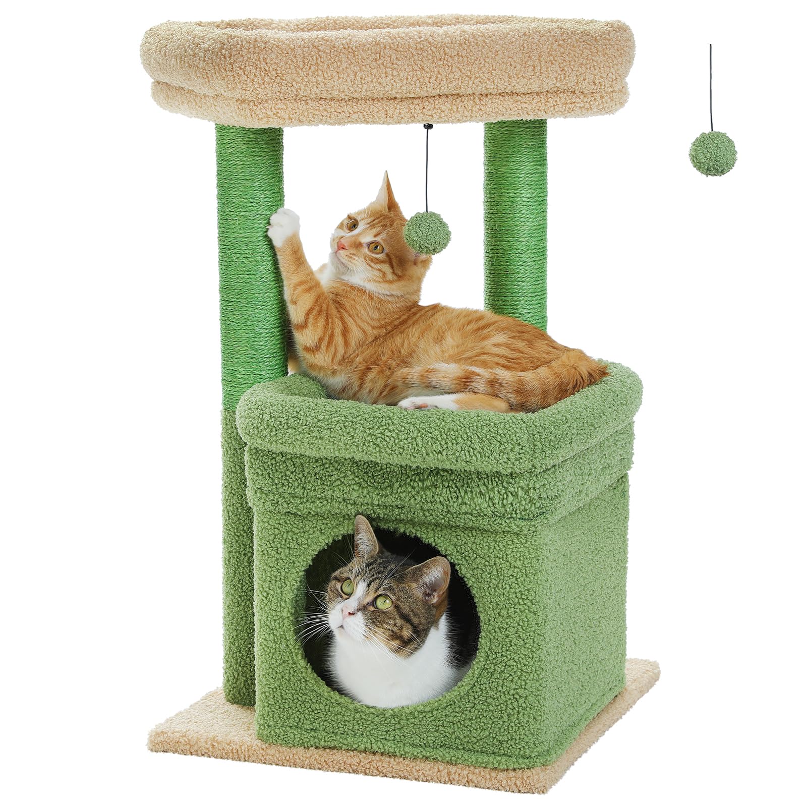 PAWZ Road Cactus Cat Tree, Cute Cat Tower with Natural Sisal-Covered ...