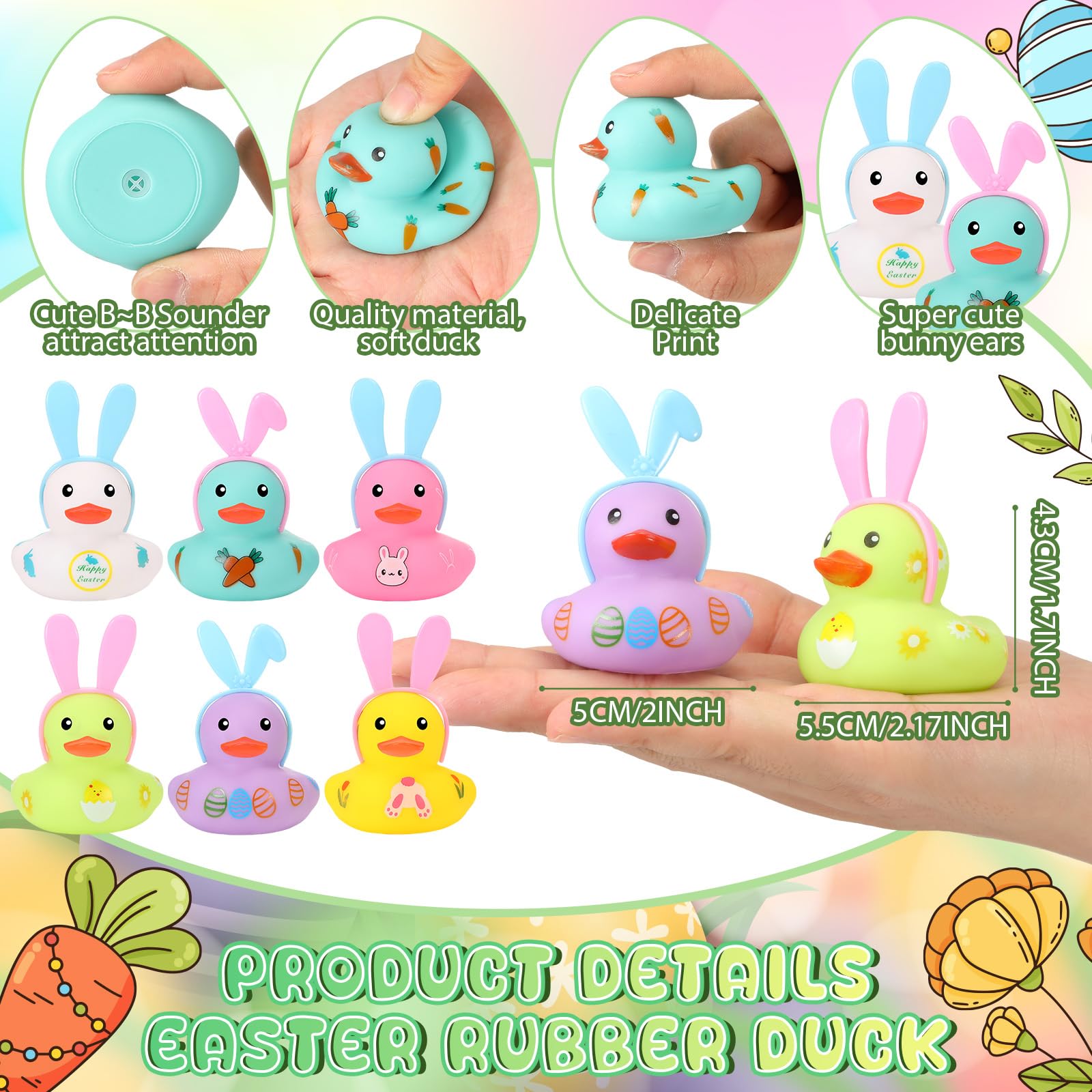 ShinyRelief 100 Pcs Easter Rubber Ducks Bunny Chicken Carrot Egg ...