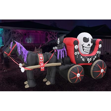 Amazon.com: 11.5 Foot Long Inflatable Grim Reaper Driving Pumpkin ...