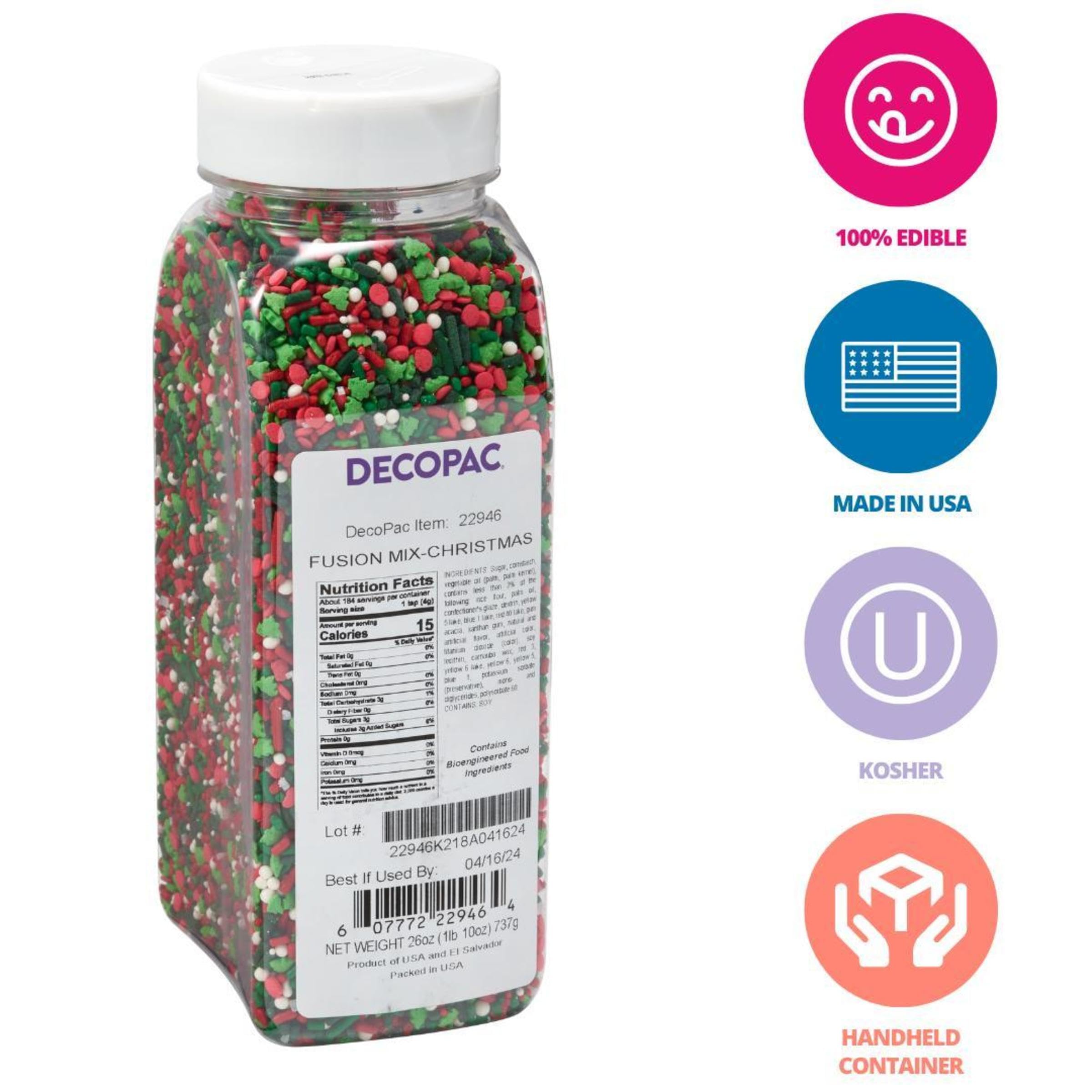 Snapklik.com : DECOPAC Christmas Fusion Mix Candy Sprinkles, 26oz ...
