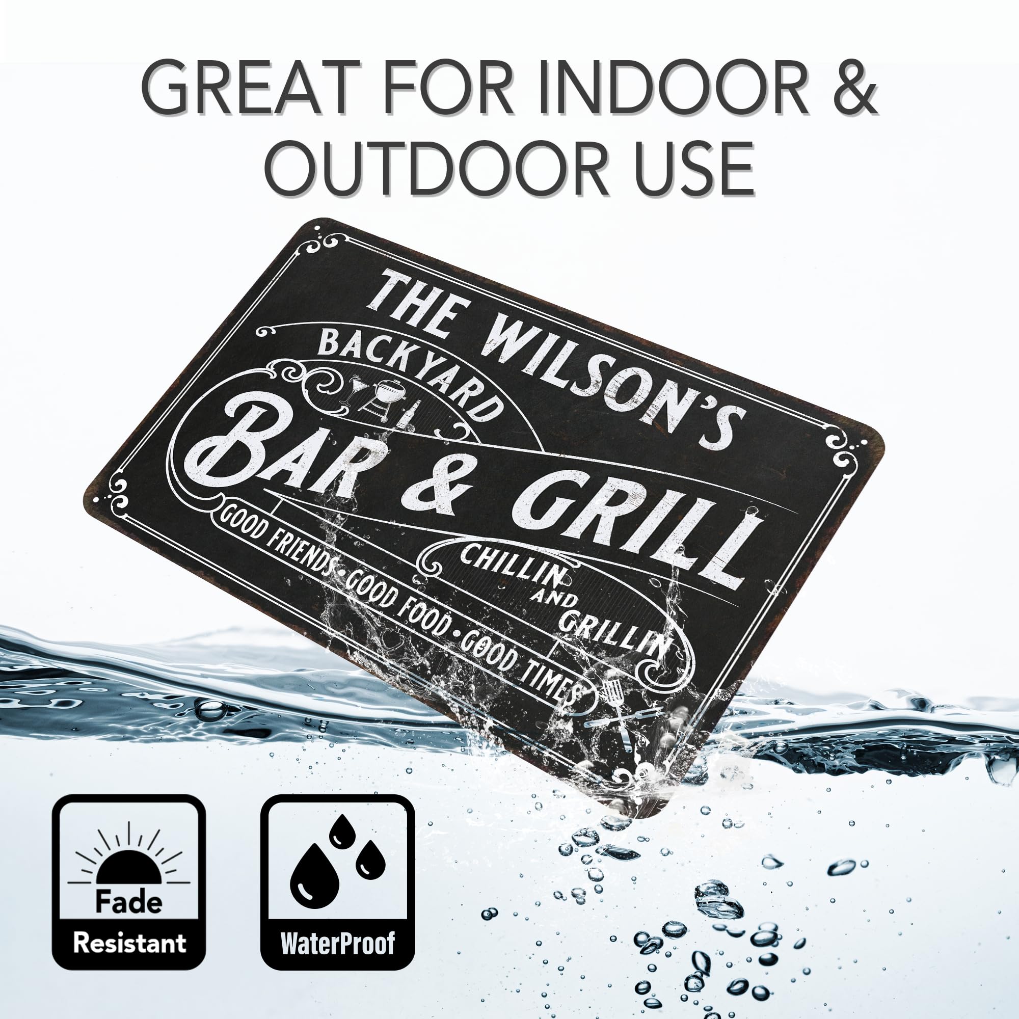 Outdoor Bar And Grill Signs Customizabled Backyard Sign, Bar & Grill