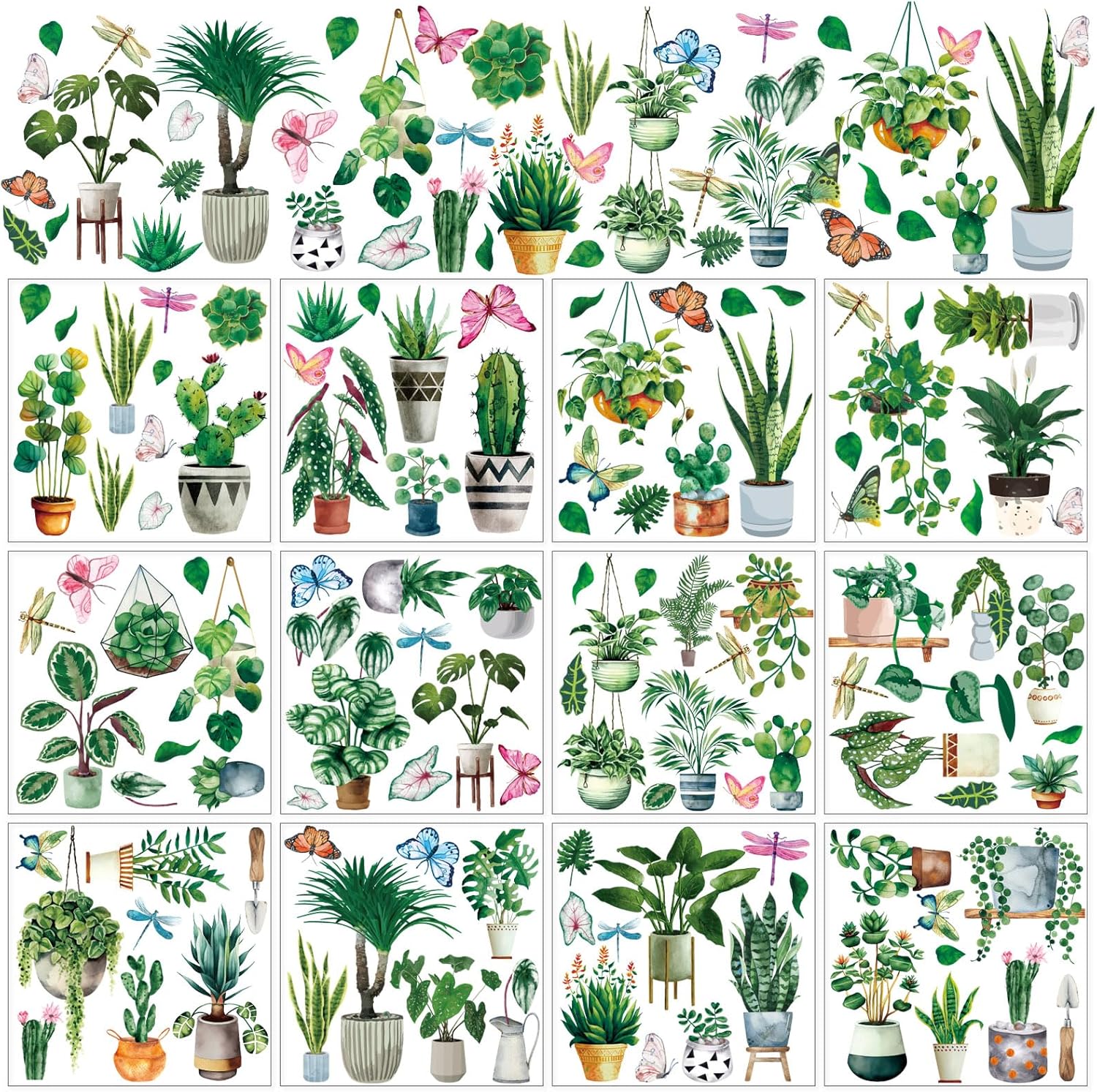 Amazon.com: Whaline 12 Sheet Potted Plant Rub on Transfer for Crafts ...