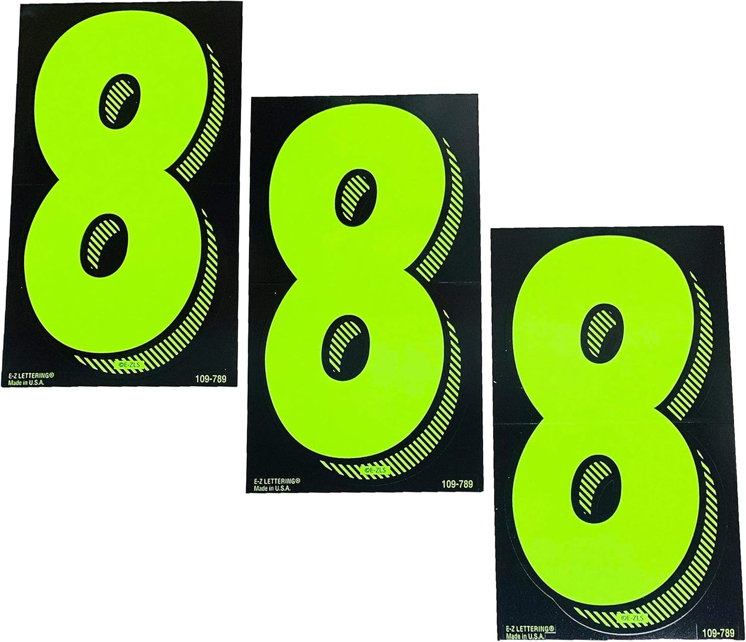 Amazon.com: EZ Line Vinyl Decals for Cars Chartreuse Large Number ...