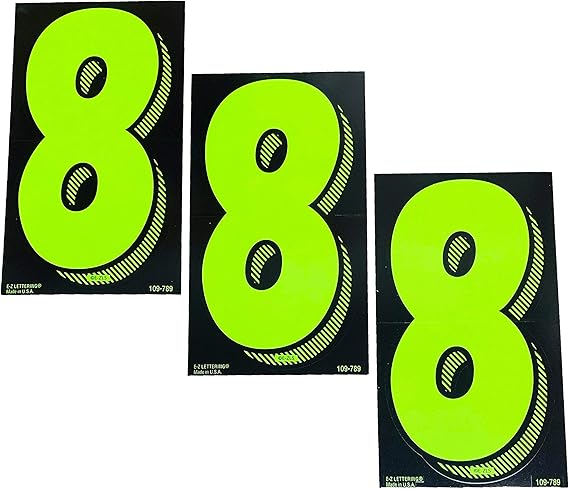 Amazon.com: EZ Line Vinyl Decals for Cars Chartreuse Large Number ...