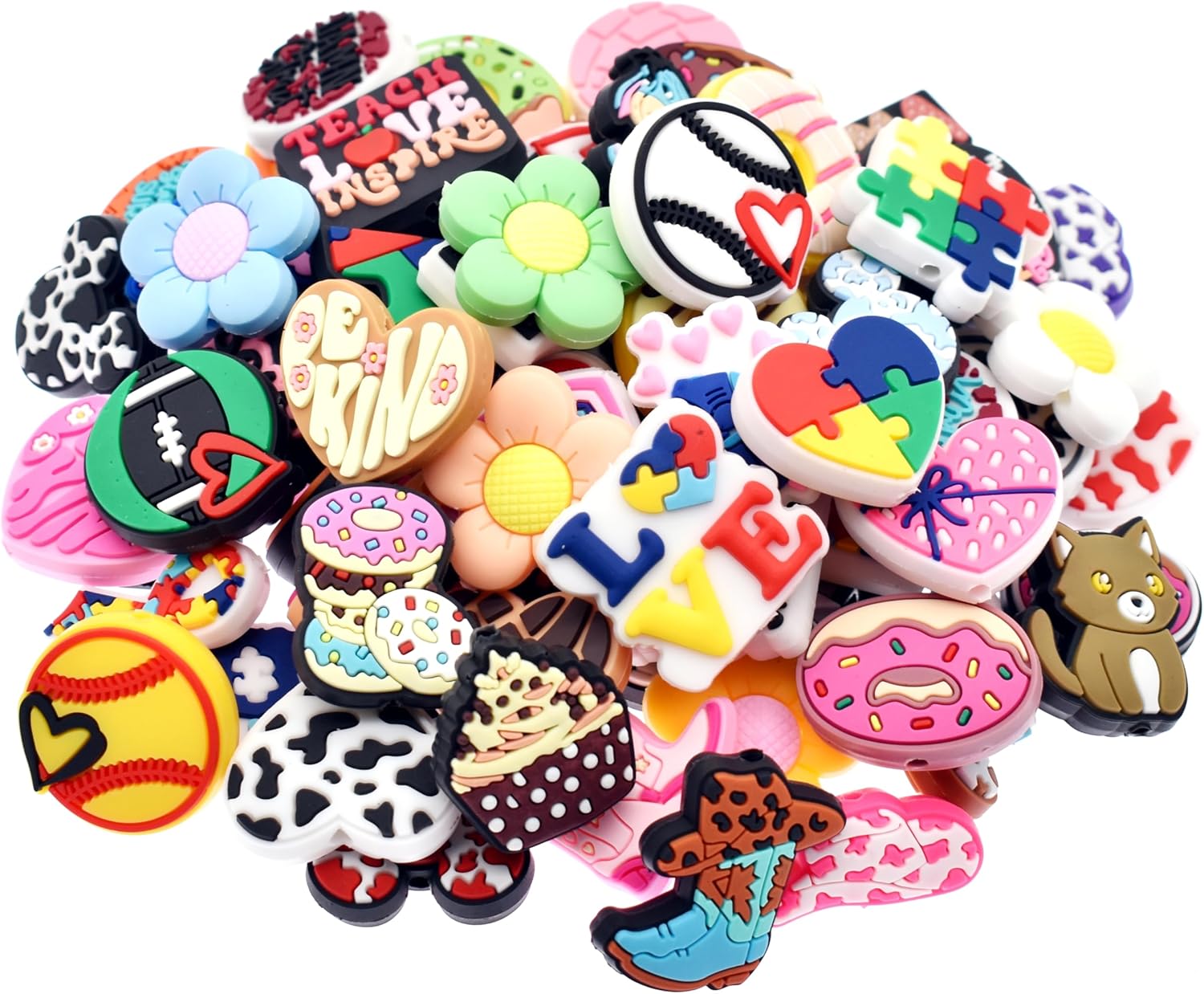80Pcs Silicone Focal Beads Bulk, Different Random Mix Collections ...