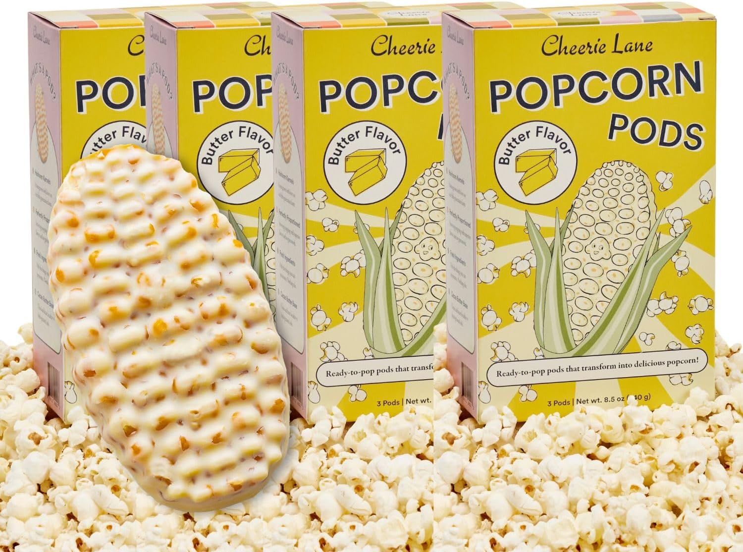 Amazon.com: Cheerie Lane Gourmet Butter Popcorn Pod Pack | 2 Box Set ...