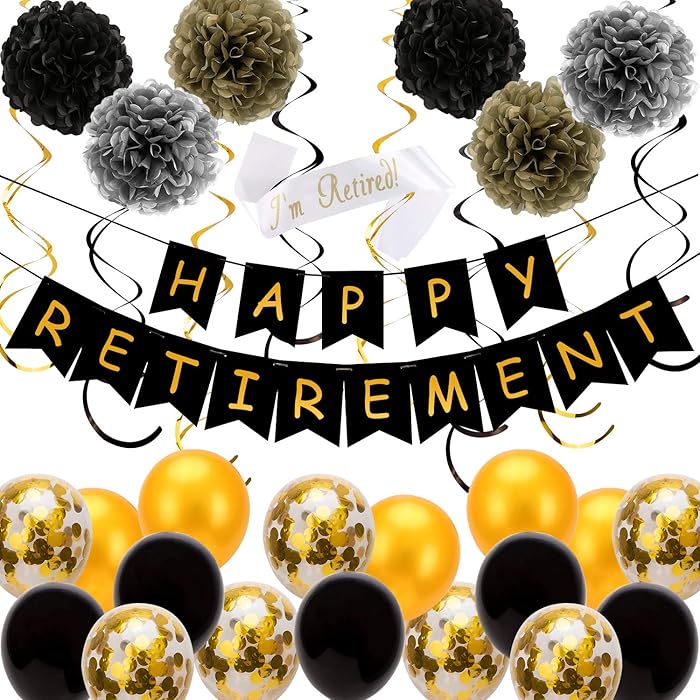 Buy SAVITA 34Pcs Retirement Party Decorations, Happy Retirement Banner ...