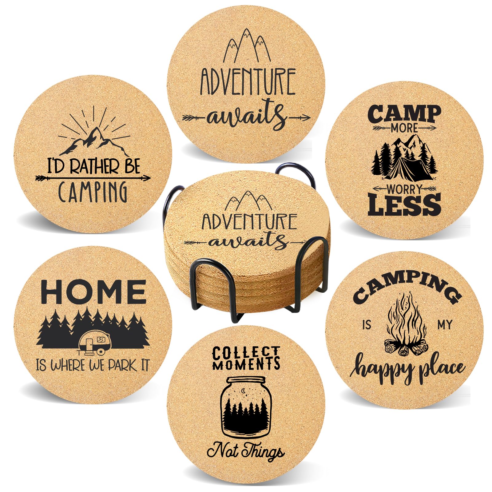 Amazon.com: Cegkuc Coasters for Drinks with Holder Set of 6, Absorbent ...