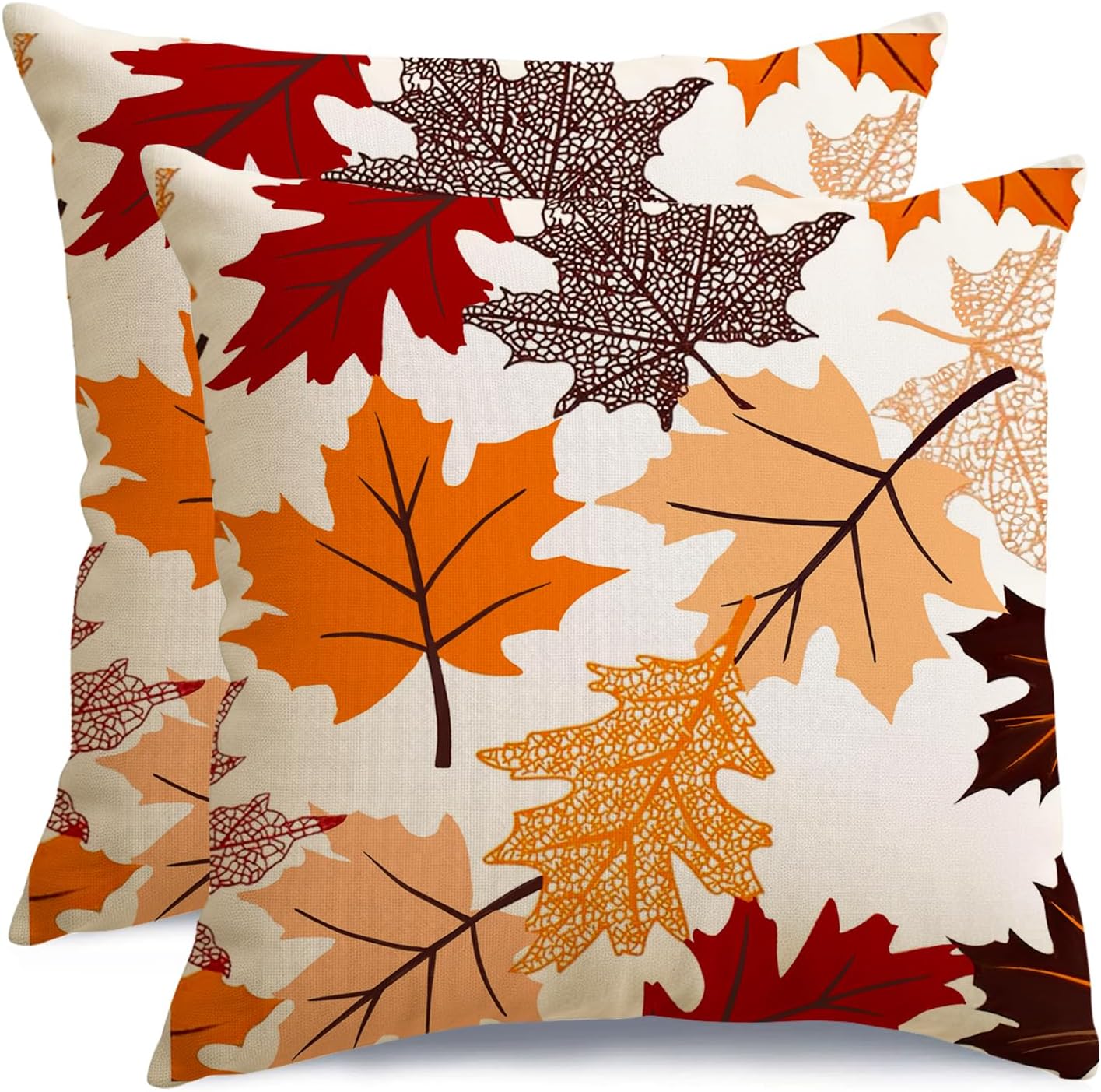Amazon.com: RABUSOFA Fall Pillow Covers 18x18 Set of 2,Maple Leaves ...