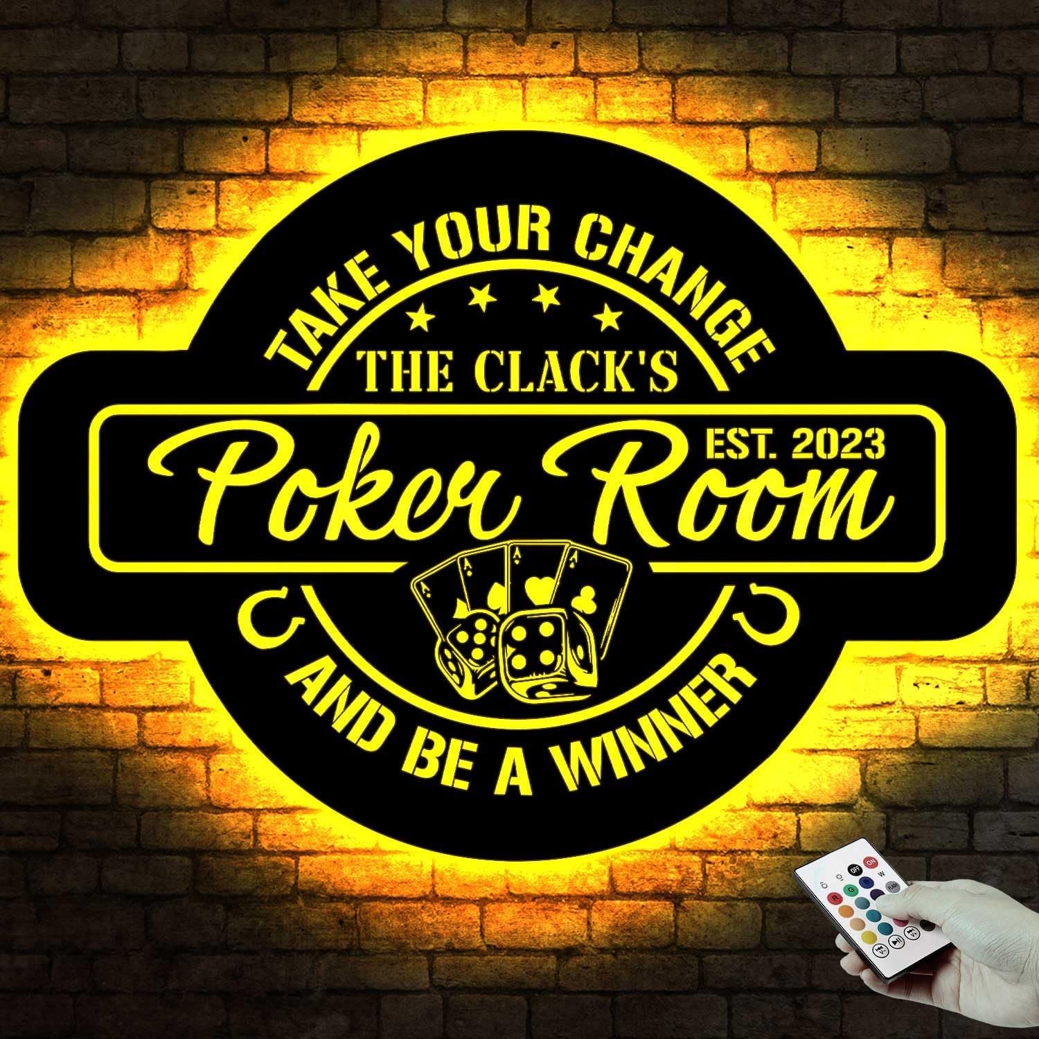 Amazon.com: LED Poker Room Sign – Neon-Style Acrylic Light Sign for ...