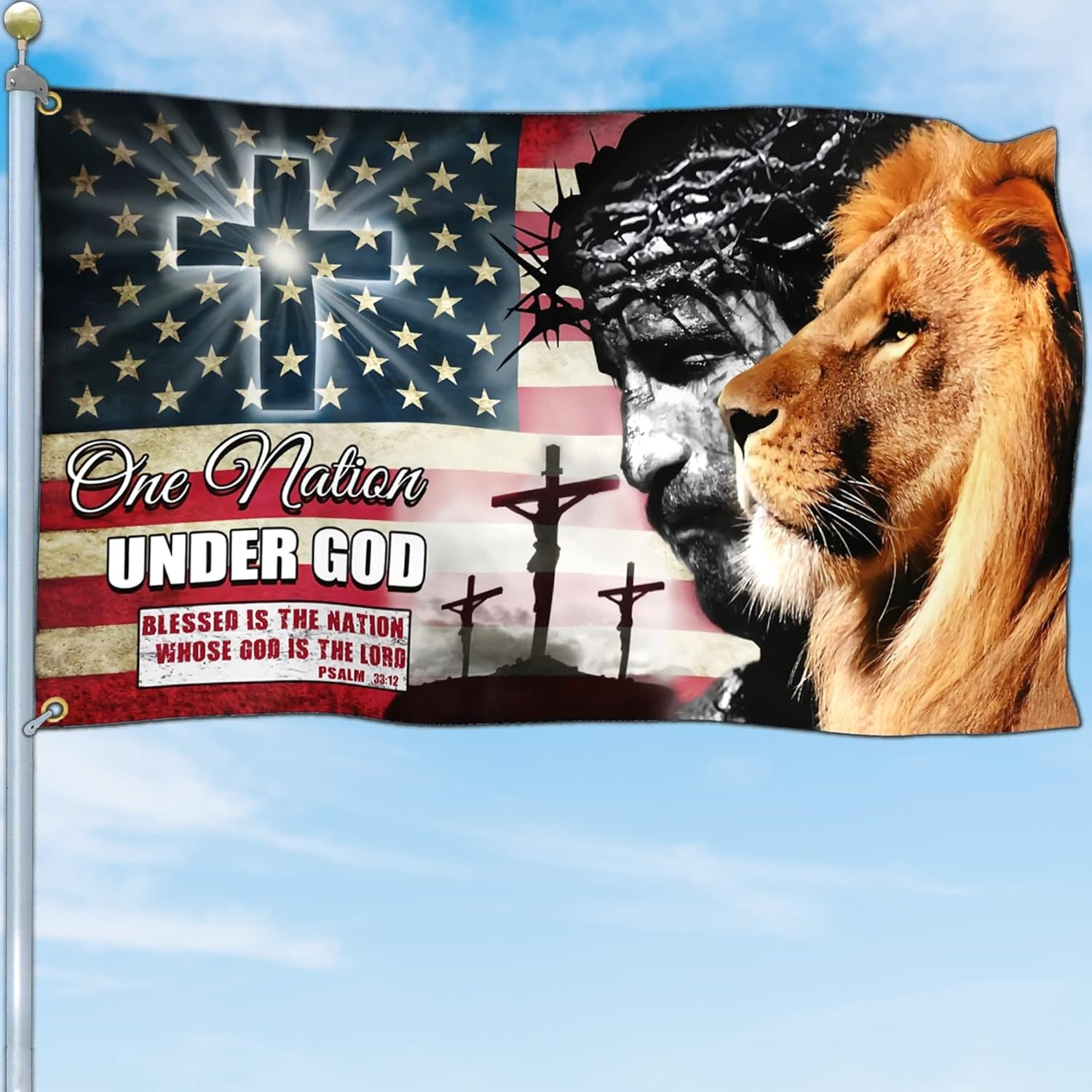Amazon.com : Auoltior One Nation Under God Flag - Faith Over Fear ...