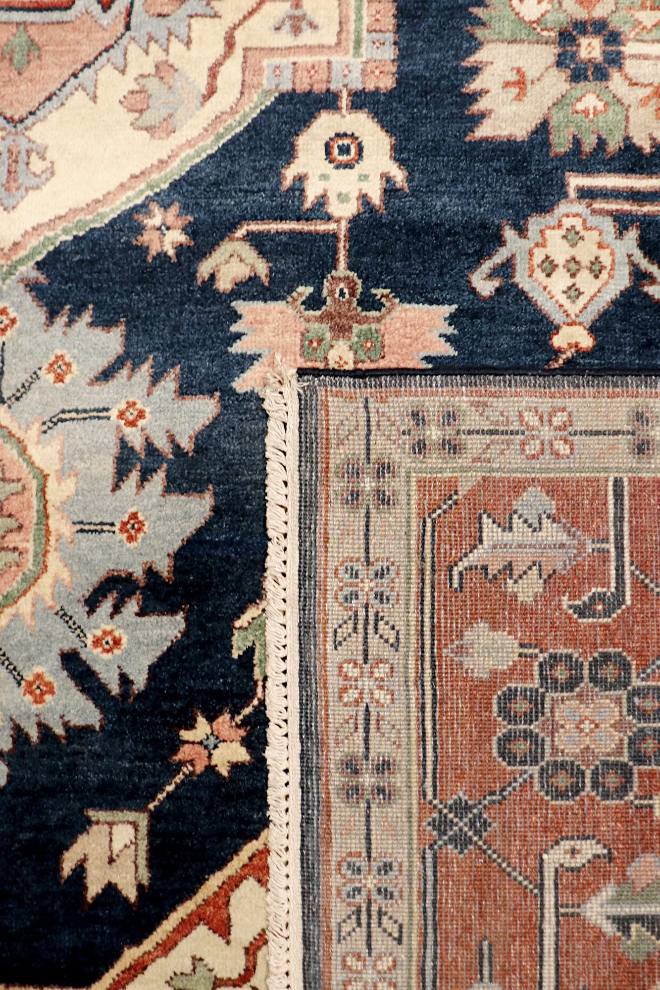 Pasargad Home Serapi Collection Hand-Knotted Navy/Rust 100% Hand Spoon ...