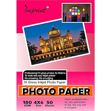 IMPRINT Photo Paper | For All Inkjet Printers | Glossy Finish | Size 4 ...