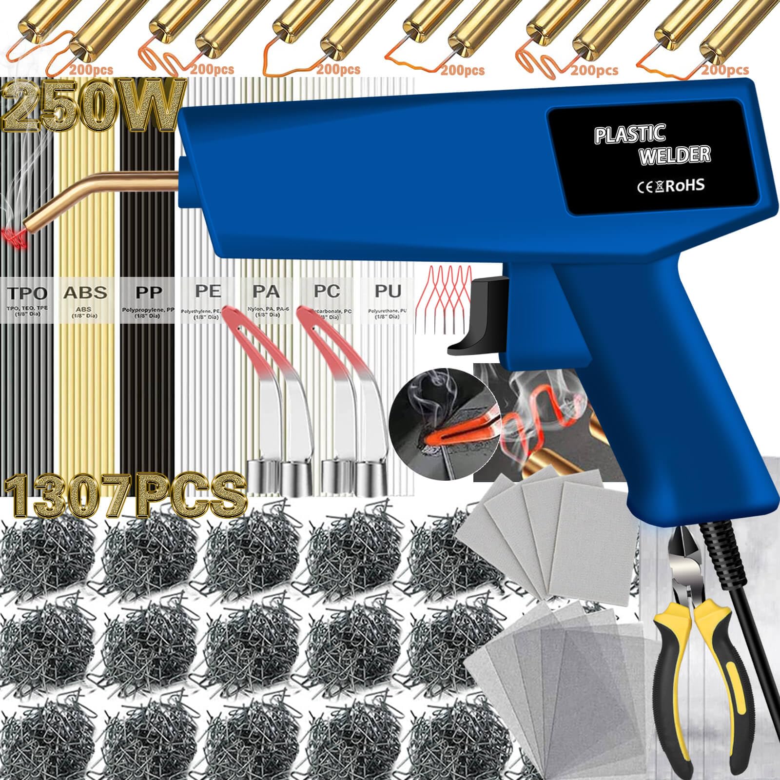 Snapklik.com : Wrdlosy 250W Plastic Welder, Plastic Repair Kit 7 In 1 ...