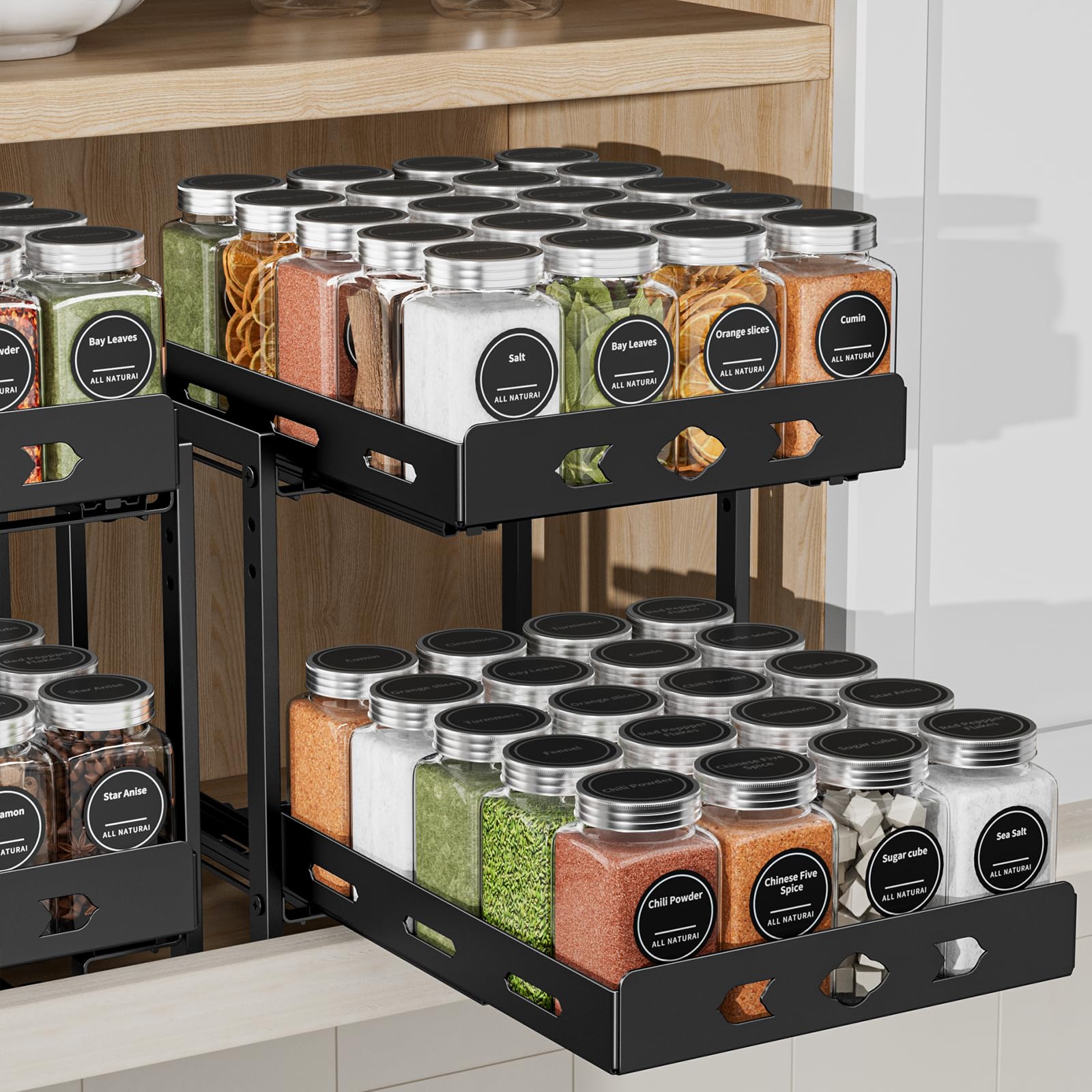 Amazon.com: BOIVSHI Pull Out Spice Rack Organizer for Cabinet, 2-Tier ...