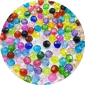 Amazon.com: LIMAOLLY 100pcs 12mm Acrylic Round Faceted Beads Colorful ...