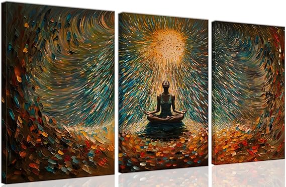 Amazon.com: Framed Abstract Yoga&Meditation Wall Art Set of 3Piece ...