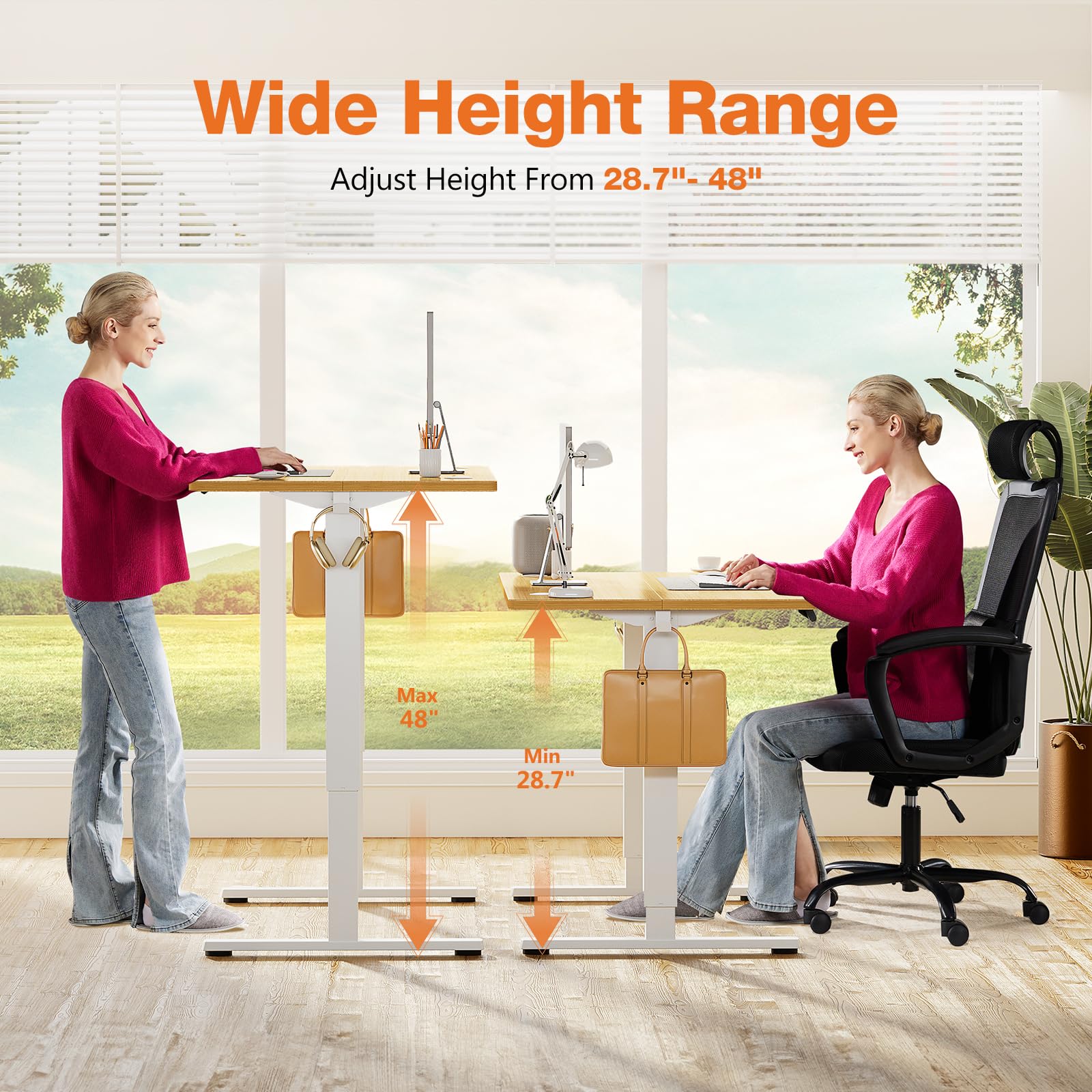 Snapklik.com : Standing Desk Adjustable Height, 63inch Electric Sit ...