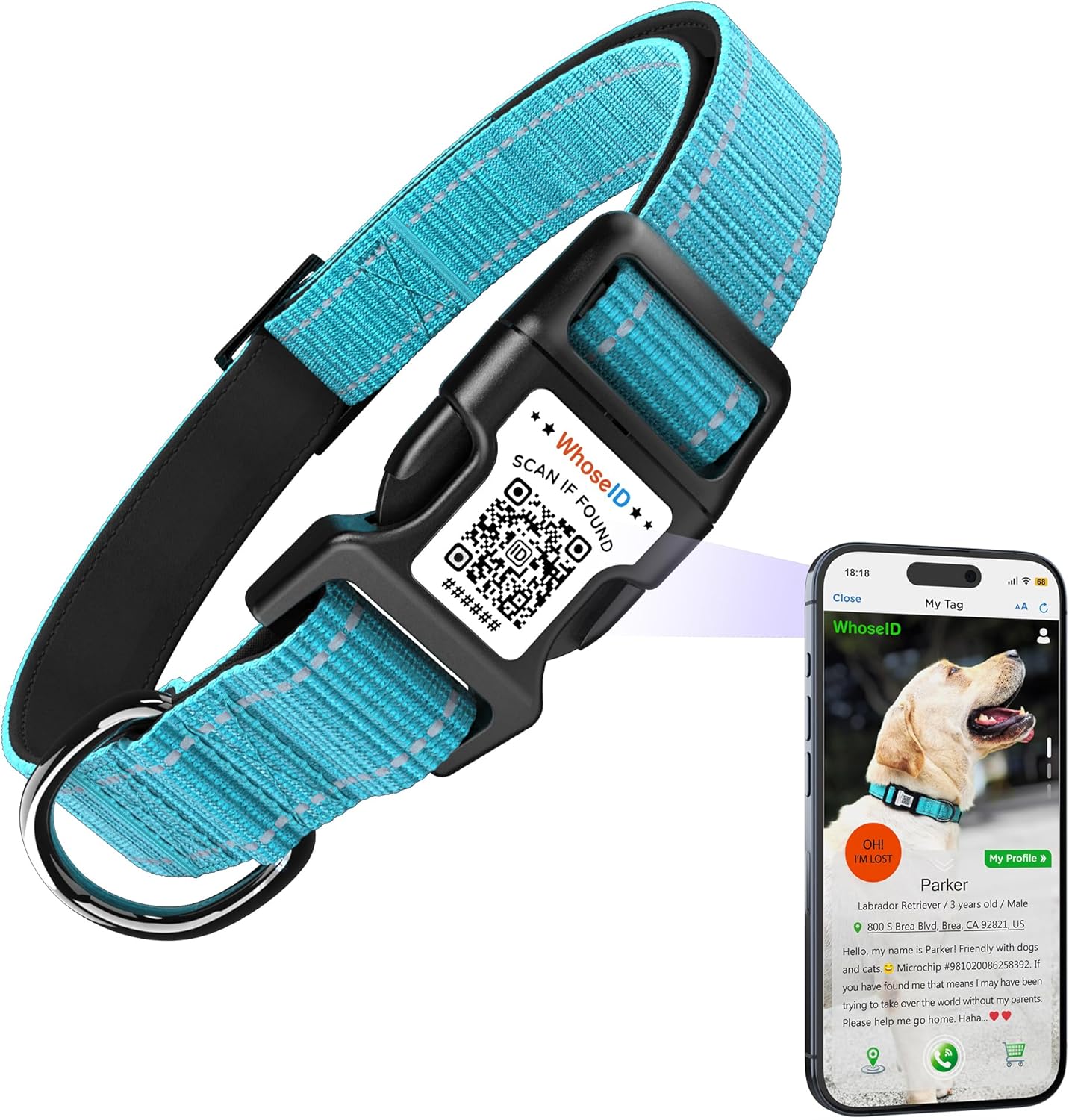 Amazon.com : Dog Collar with QR Code, Reflective Pet Collar, Soft ...