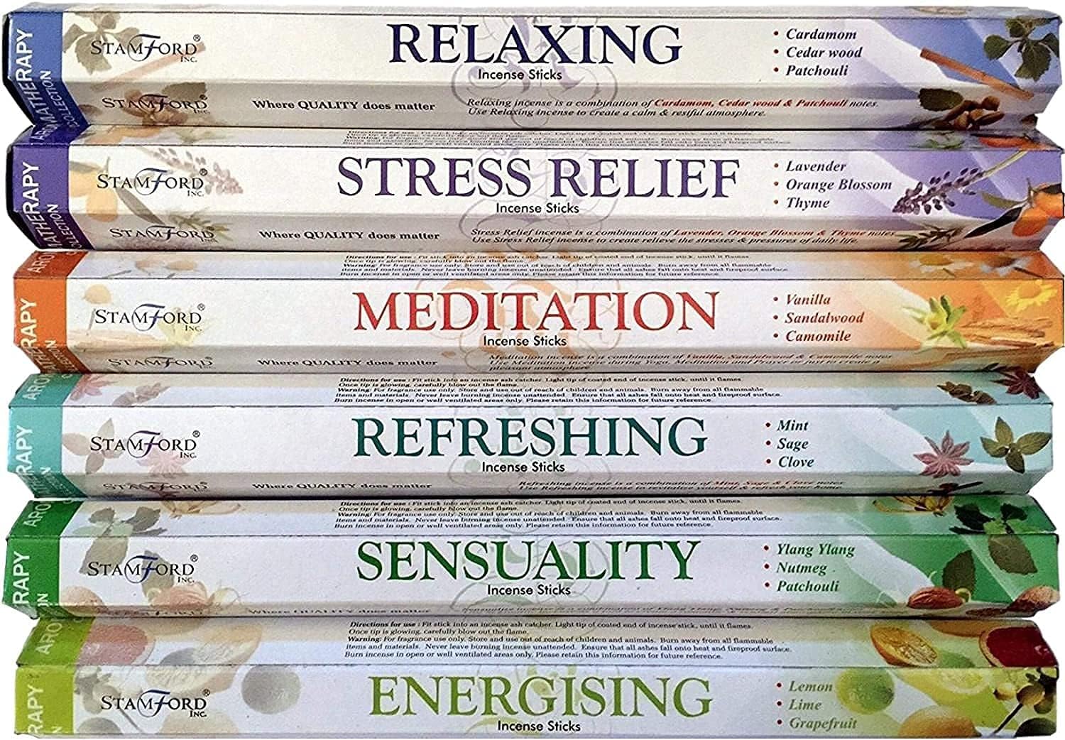 STAMFORD INC. 37117 Meditation Incense Sticks, 20 Sticks x 6 Packs ...