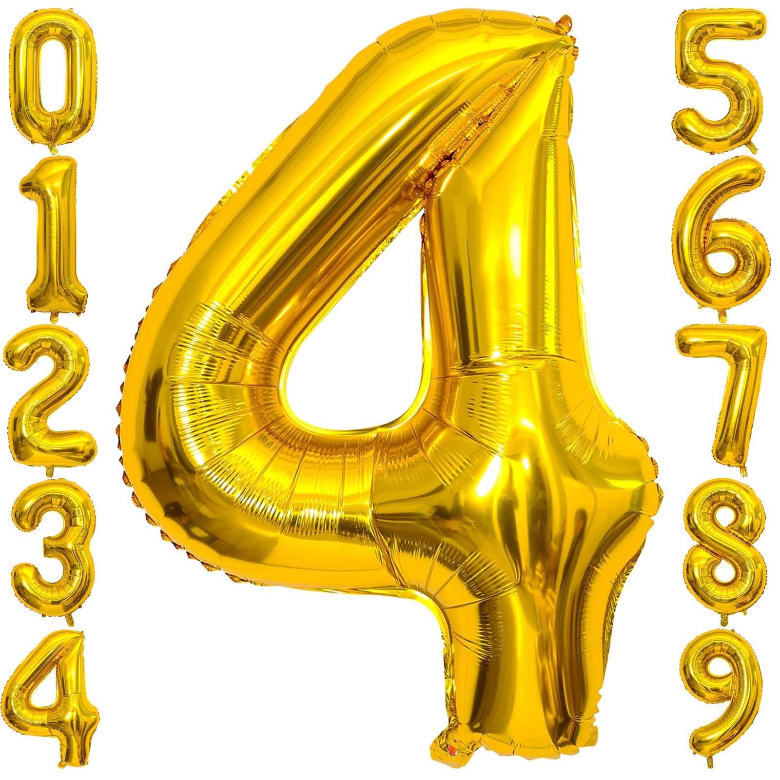 Amazon.com: 4 Number Balloon Gold 40 inch Big Foil Mylar 4th Balloons ...