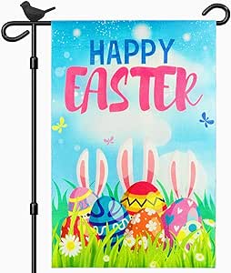 Amazon.com : Easter Garden Flag, 12 x 18 Inch Happy Easter Flags Double ...