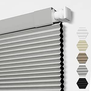 Amazon.com: BERISSA Custom Size No Drill Blinds for Windows Blackout Cellular Shades Cordless ...