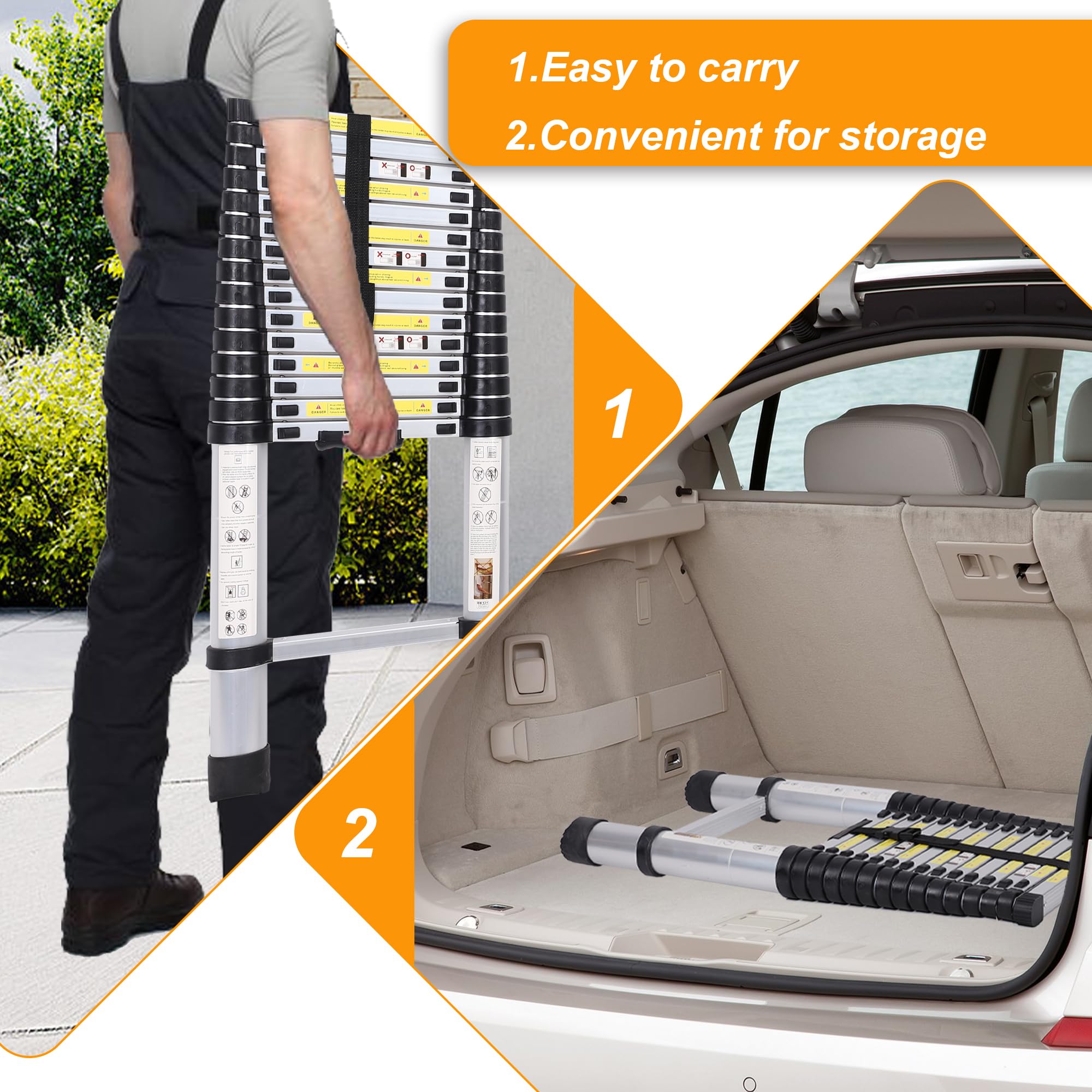 Dajianglx 15.5 FT Telescoping Ladder, Lightweight Multi-Purpose ...