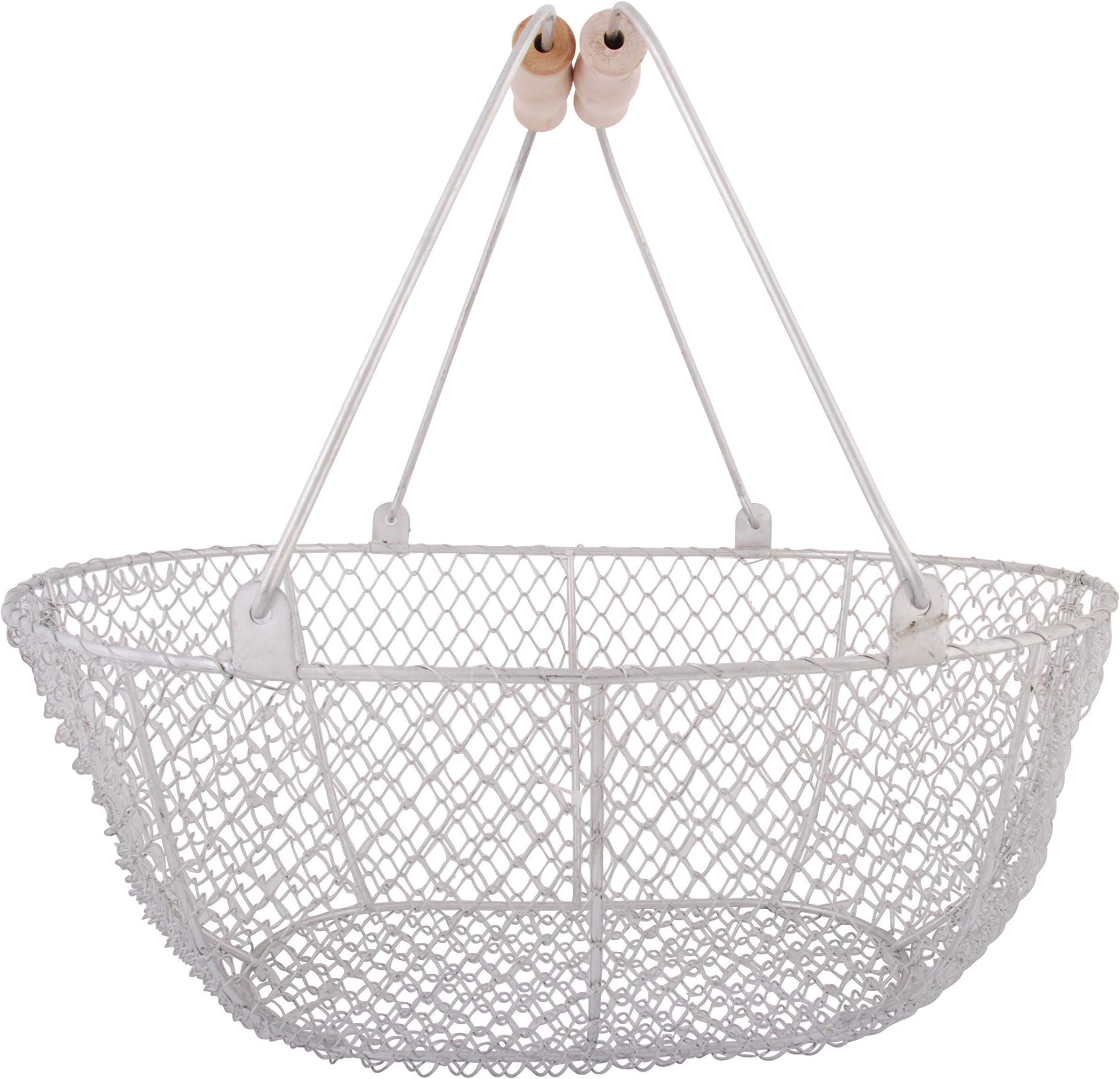 TERRE JARDIN Erntekorb aus schwarzem Metall mit Holzgriffen, 8 l ...