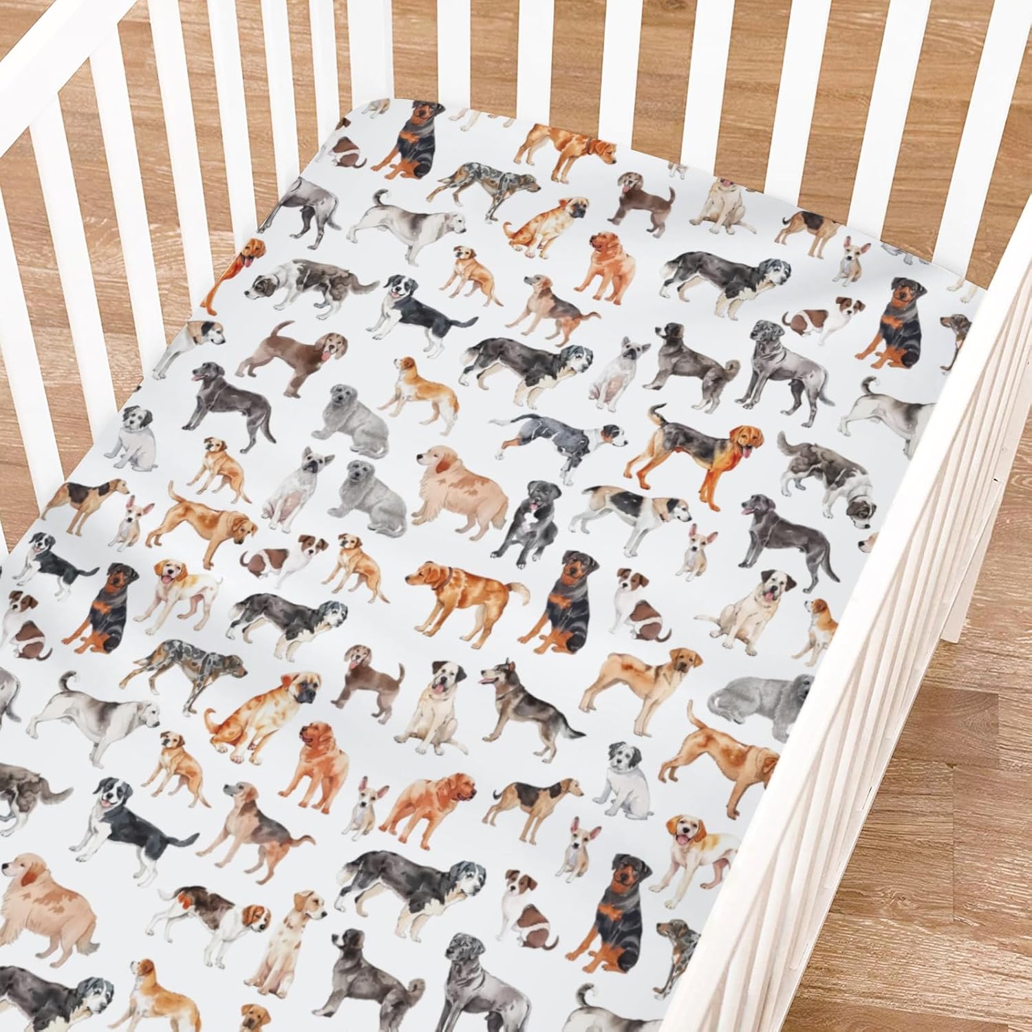 Amazon.com: Watercolor Dogs Fitted Baby Crib Sheet for Girl Boy 52"x28 ...