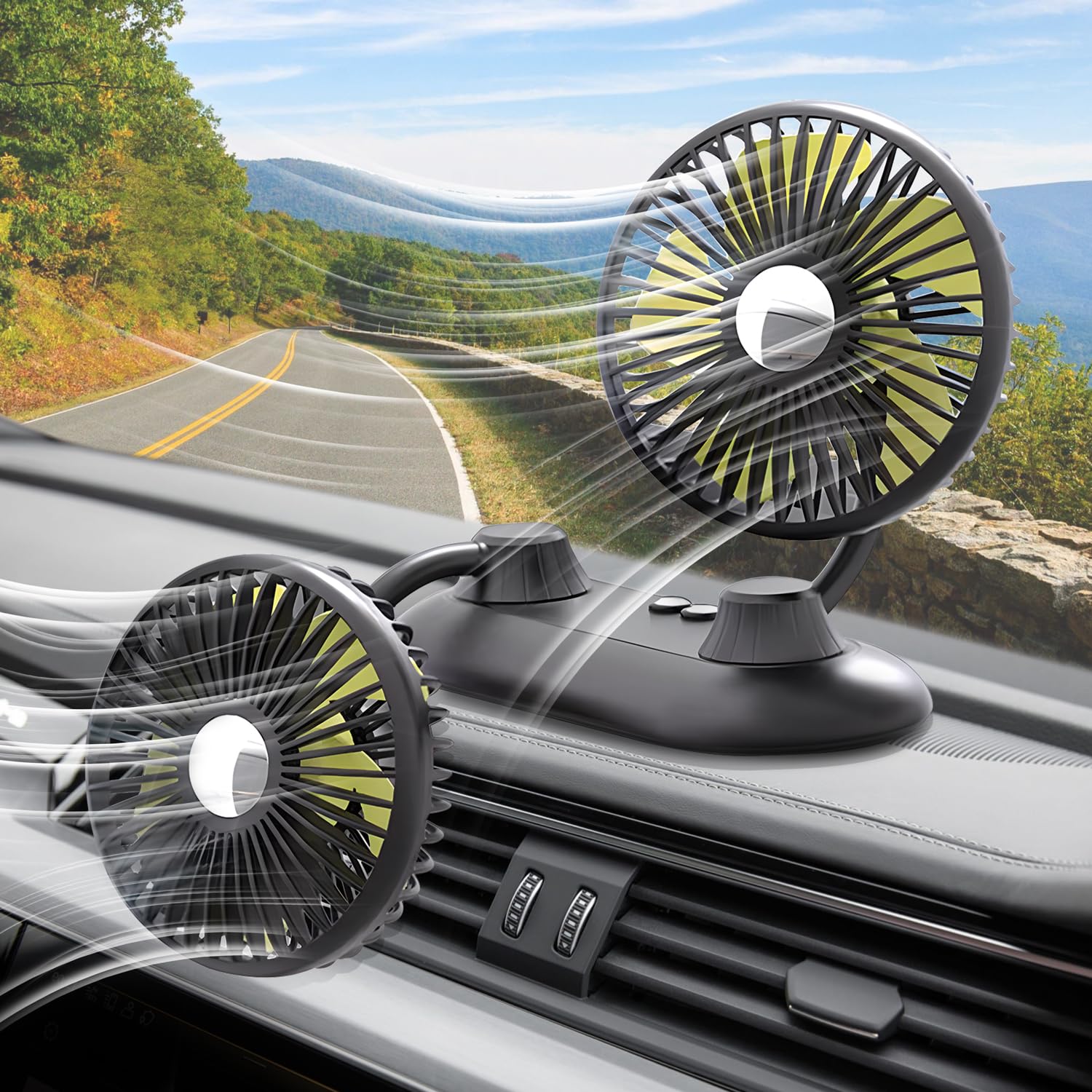 Amazon.com: Car Fan, USB Portable Fan for Car with 3 Wind Speed, 360 ...