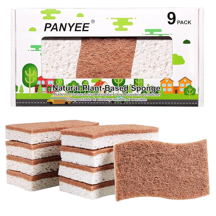 Buy PANYEE Biodegradable Natural Kitchen Sponge 9Pack,Eco Friendly ...