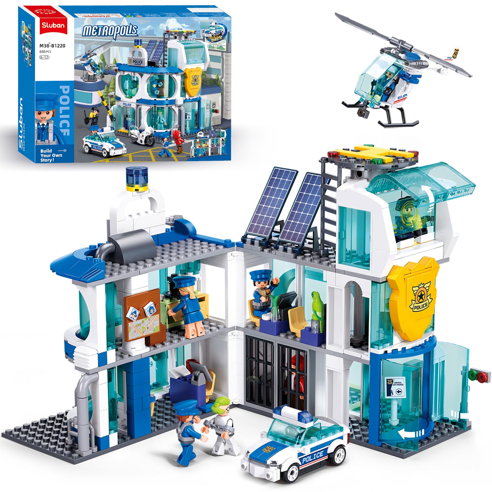 Amazon.com: City Police Station, Police Station Building Set with Car ...