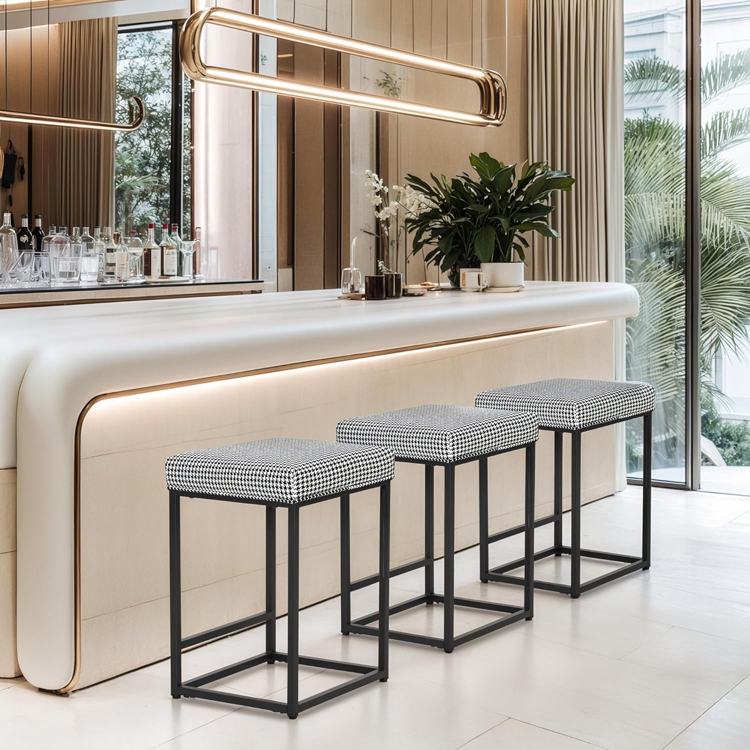 Amazon.com: MAISON ARTS Bar Stools Set of 3 | Counter Height Bar Stools ...