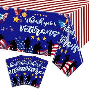 Amazon.com: 3 Pieces Veterans Day Decorations Tablecloth,Thank You ...