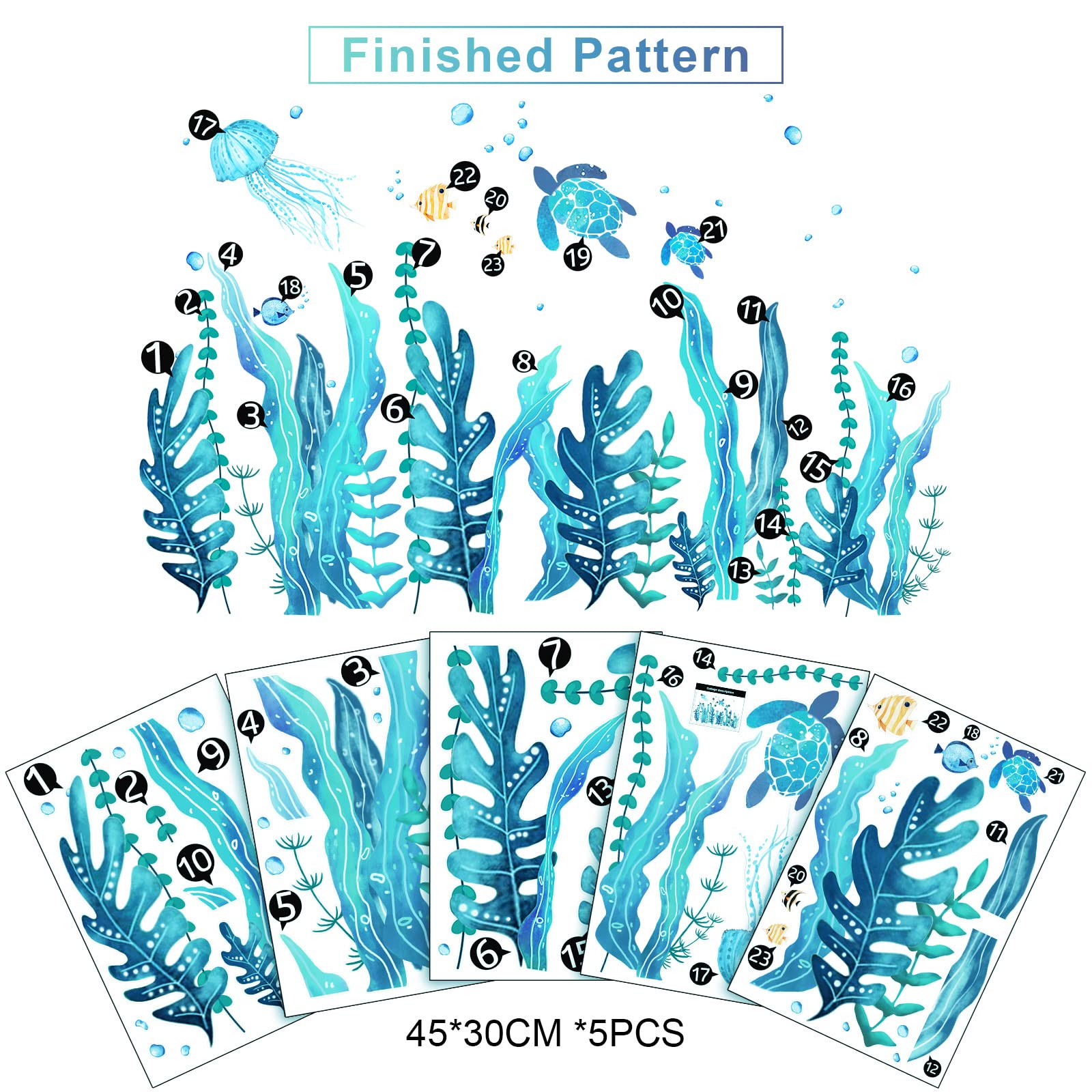 Snapklik.com : 5 Sheets 3D Under The Sea Seaweed Wall Decals Sea ...