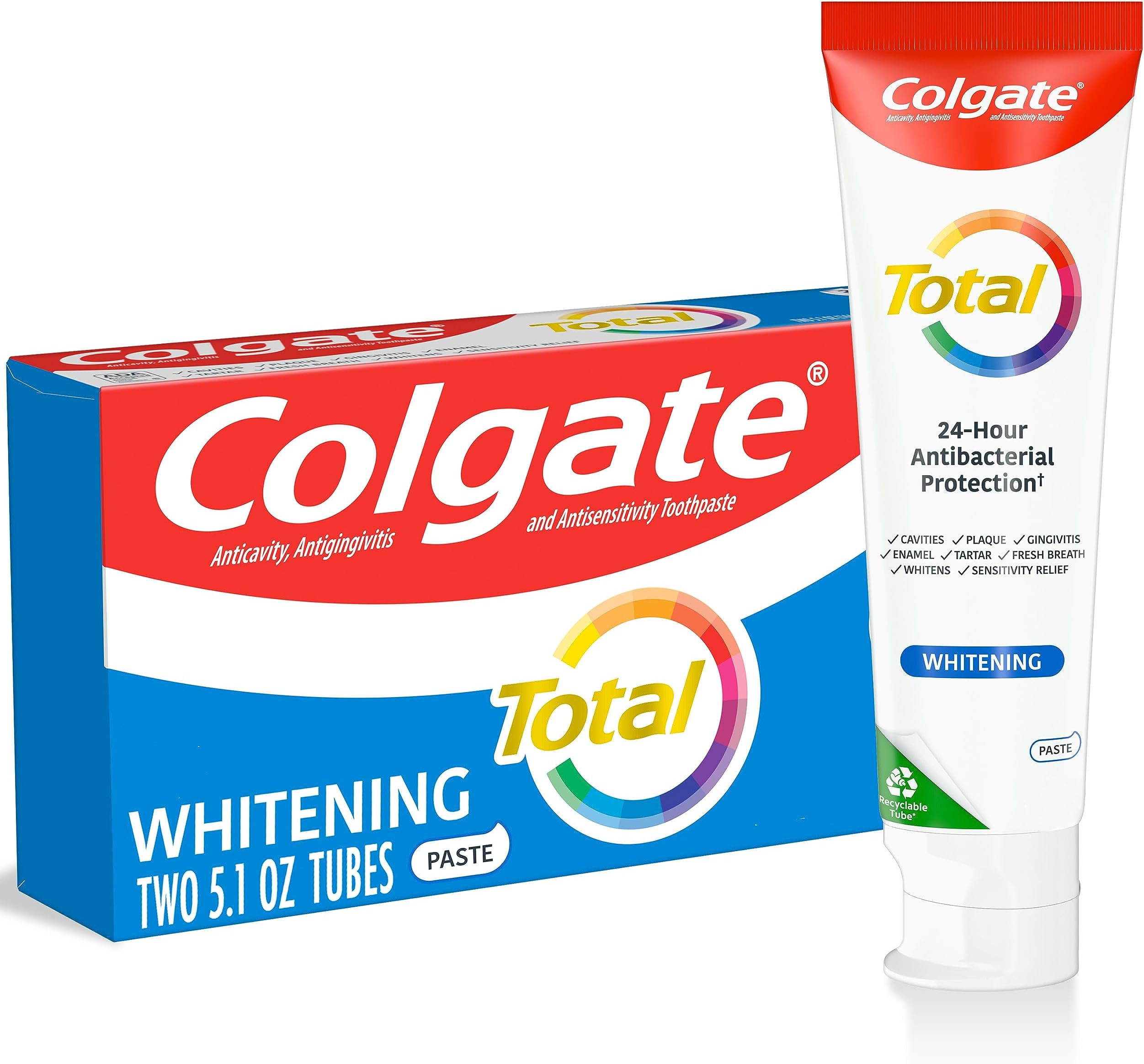 Amazon.com : Colgate Total Whitening Toothpaste, Mint Toothpaste, 5.1 ...