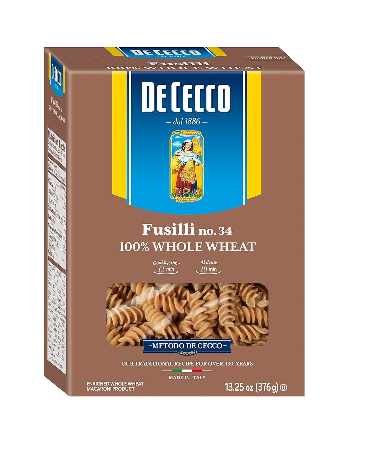 Amazon.com : De Cecco Whole Wheat Pasta, Fusilli, 1 Pound (Pack of 20 ...