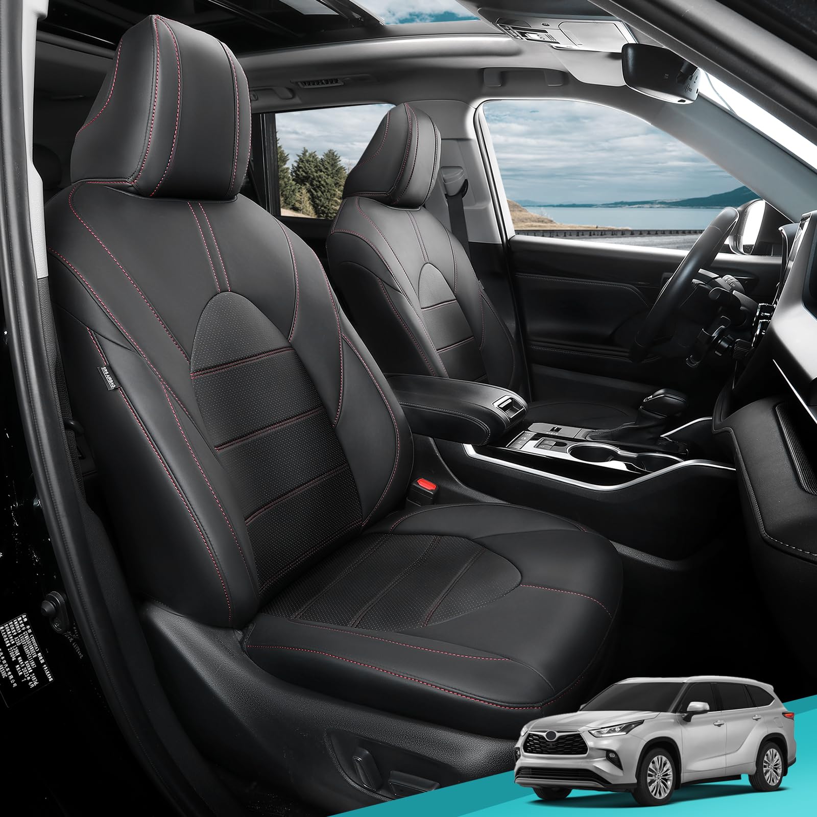 Amazon.com: FEINEPRO Customized Car Seat Covers for Toyota Highlander ...