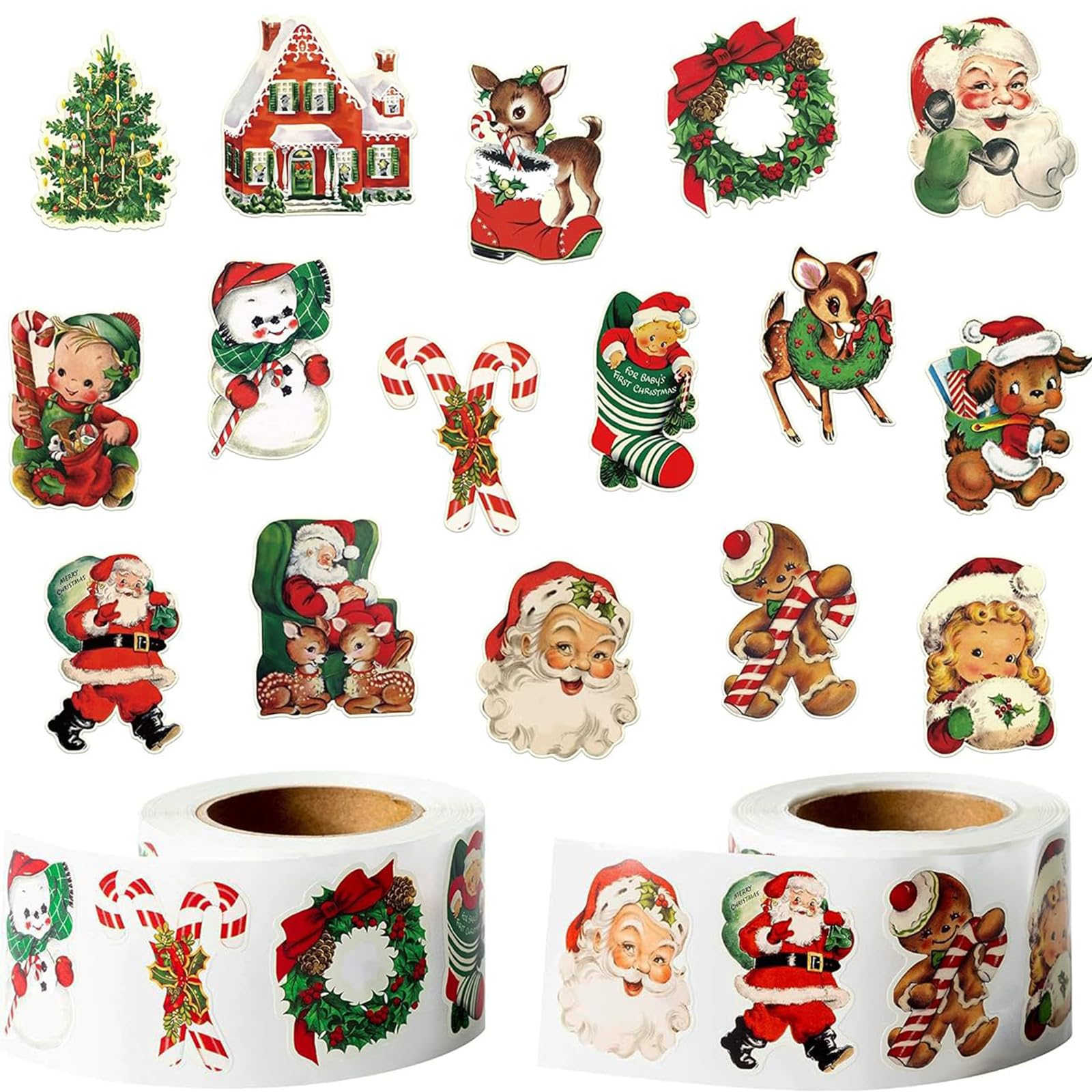 500PCS Christmas Stickers, Self Adhesive Paper Stickers Xmas Scrapbook ...