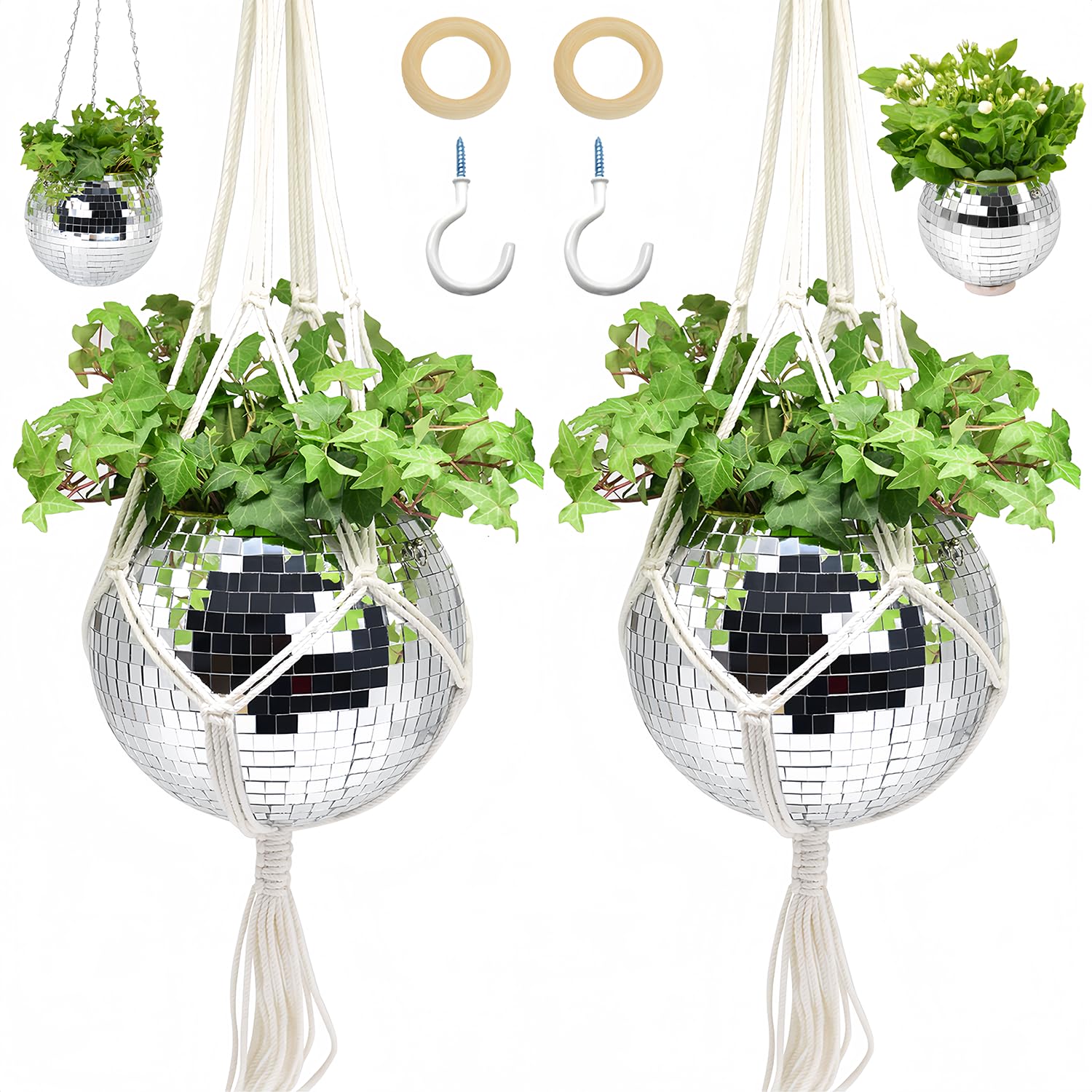Amazon.com: Tialero Disco Ball Planter, 2 Pack 8" Disco Planter with ...