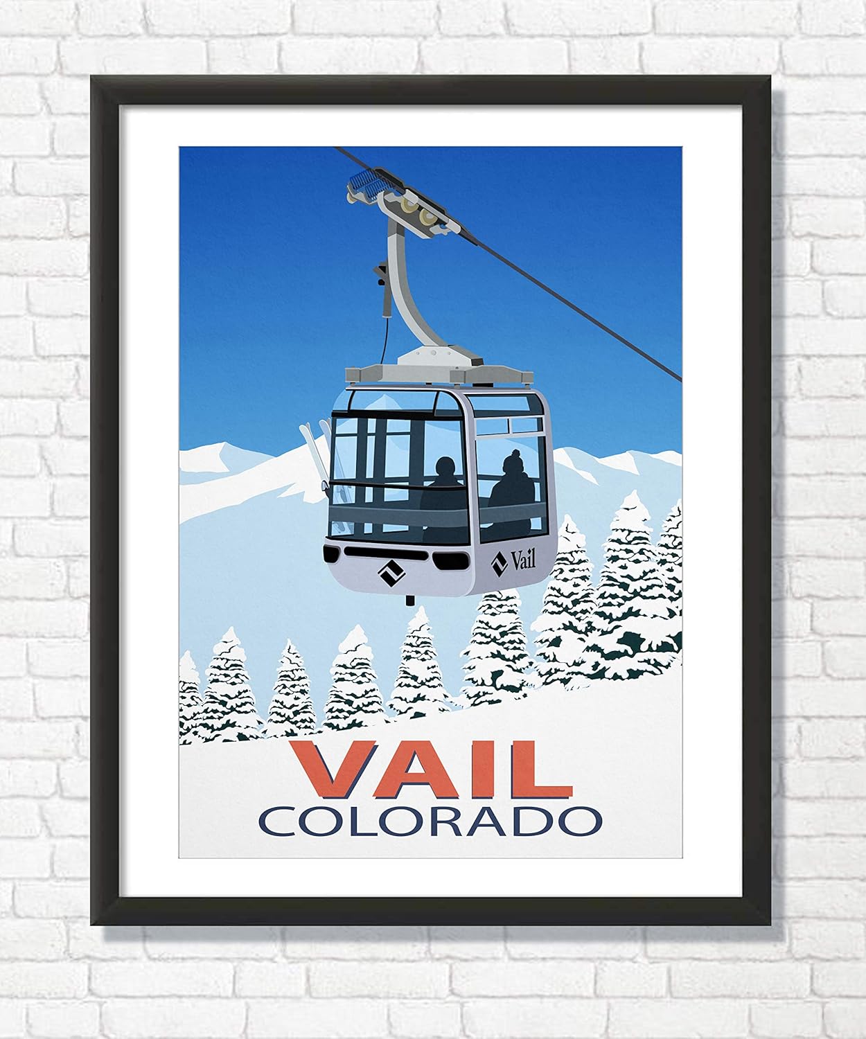 Amazon.com: Steve Ash illustration Vail Ski Resort, Colorado Wall Art ...