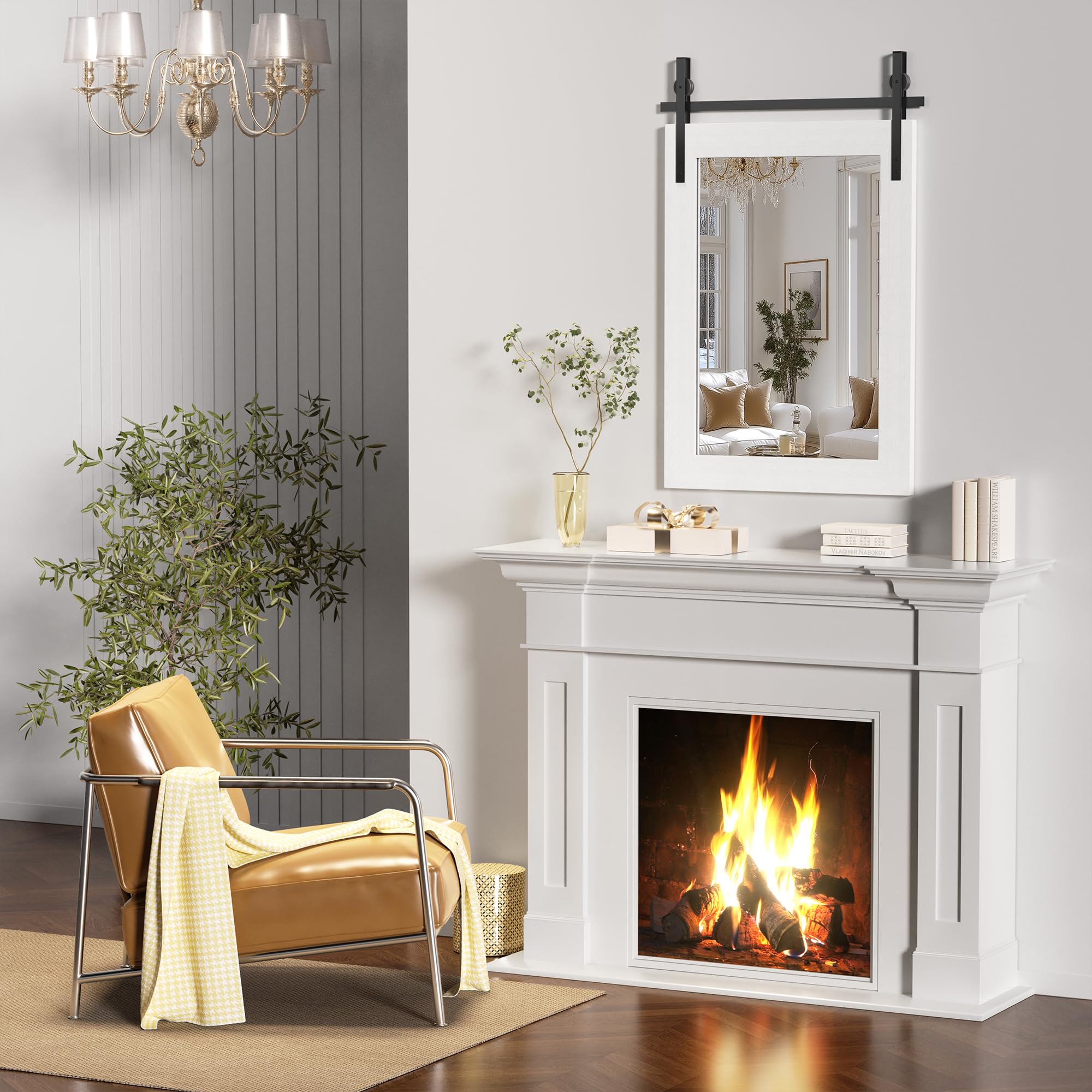 Snapklik.com : Farmhouse Bathroom Mirror, 22"x30" Rustic Wood Framed ...