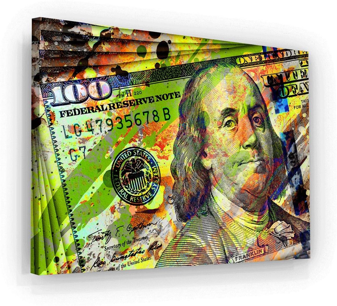 Amazon.com: SuccessHuntersPrints 100 Dollars Bill Wall Art Canvas Print ...