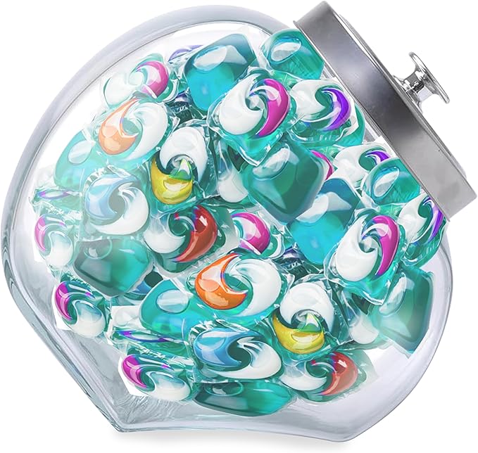 Amazon.com: TidyFriend Glass Laundry Pod Container Angled Jar with Lid ...