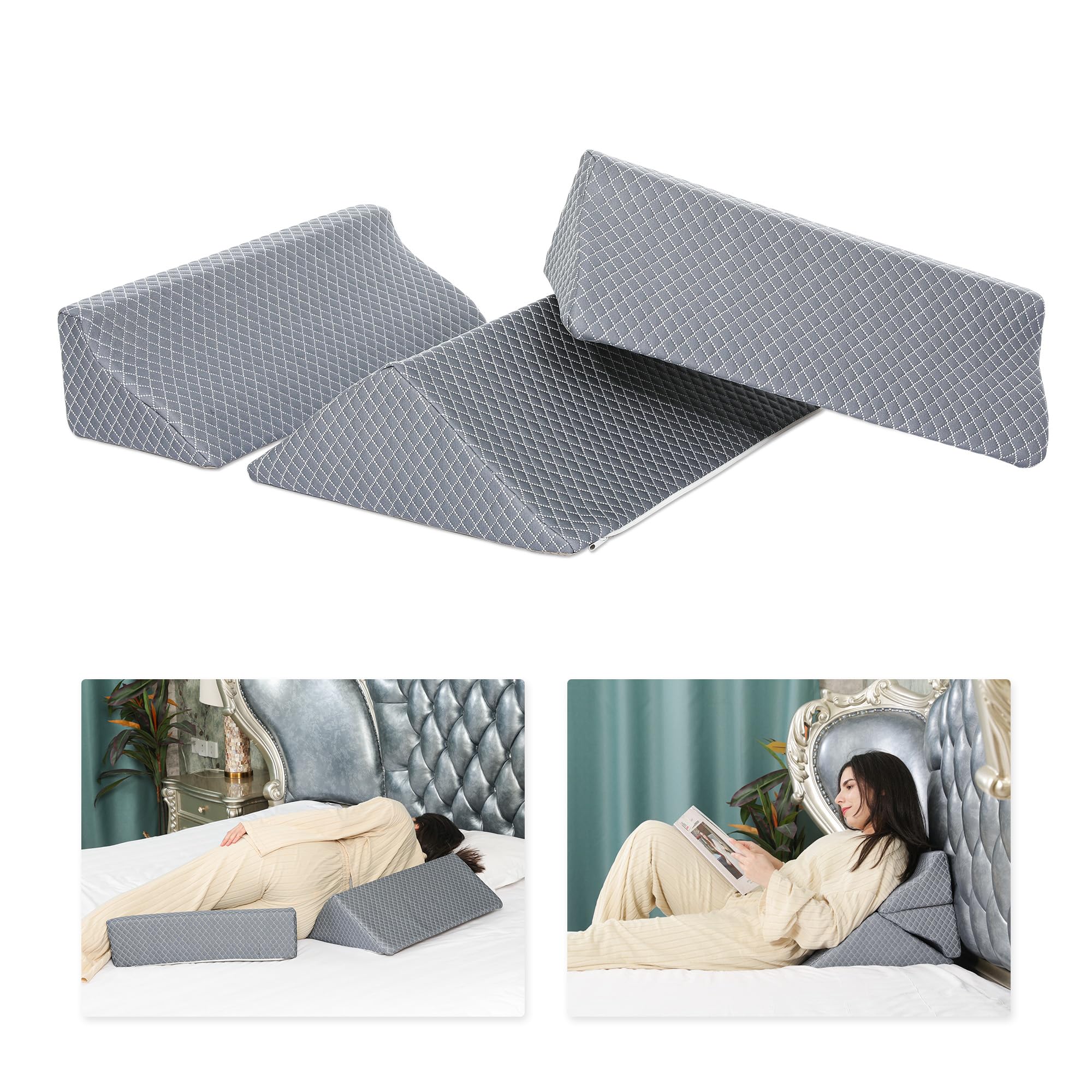 Amazon.com: JFNoraiva 3-in-1 Foam Wedges for Positioning in Bed for Seniors,R-Shaped Side Wedge ...