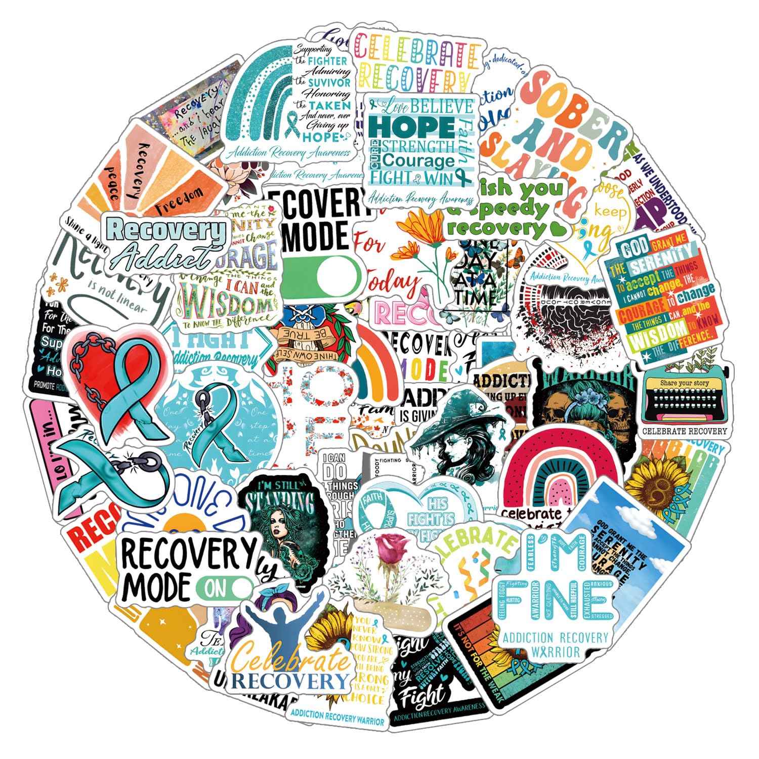 Amazon.com: 65Pcs Recovery Stickers Pack,Cartoon Aesthetic Vinyl ...