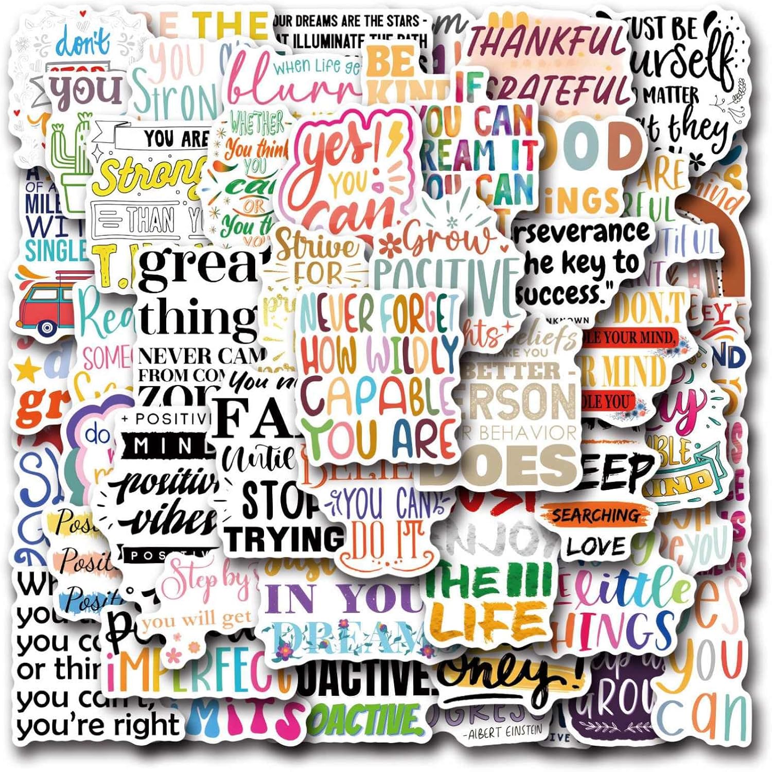 Amazon.com: 50pcs Motivational Words Stickers Waterproof Inspirational ...