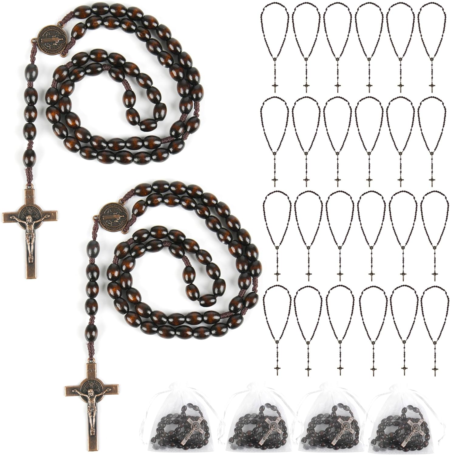Amazon.com: Wonitain 30 Set Wooden Rosary Beads Bulk Catholic Rosaries ...