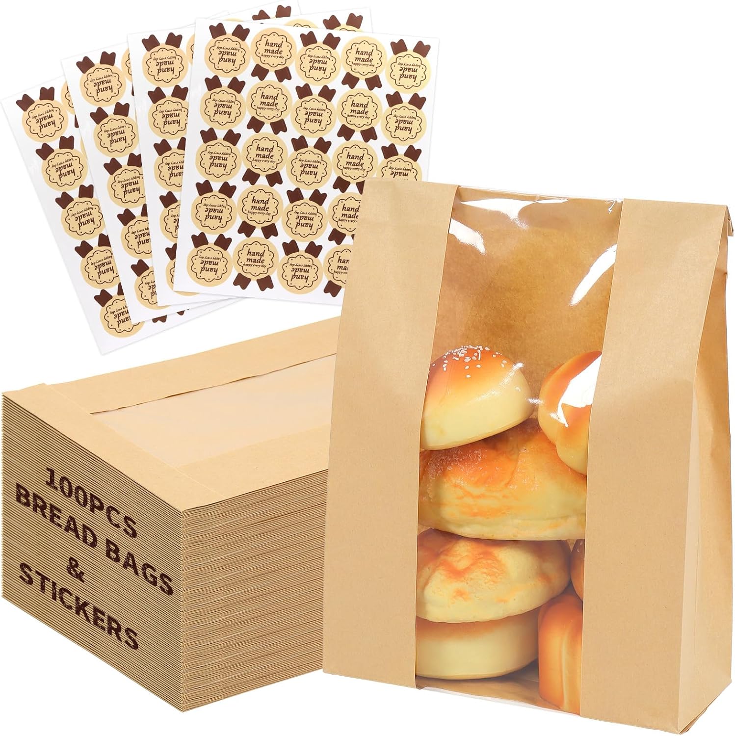 Amazon.com: TryDrem Paper Bread Bags for Homemade Bread Set of 100, 13. ...